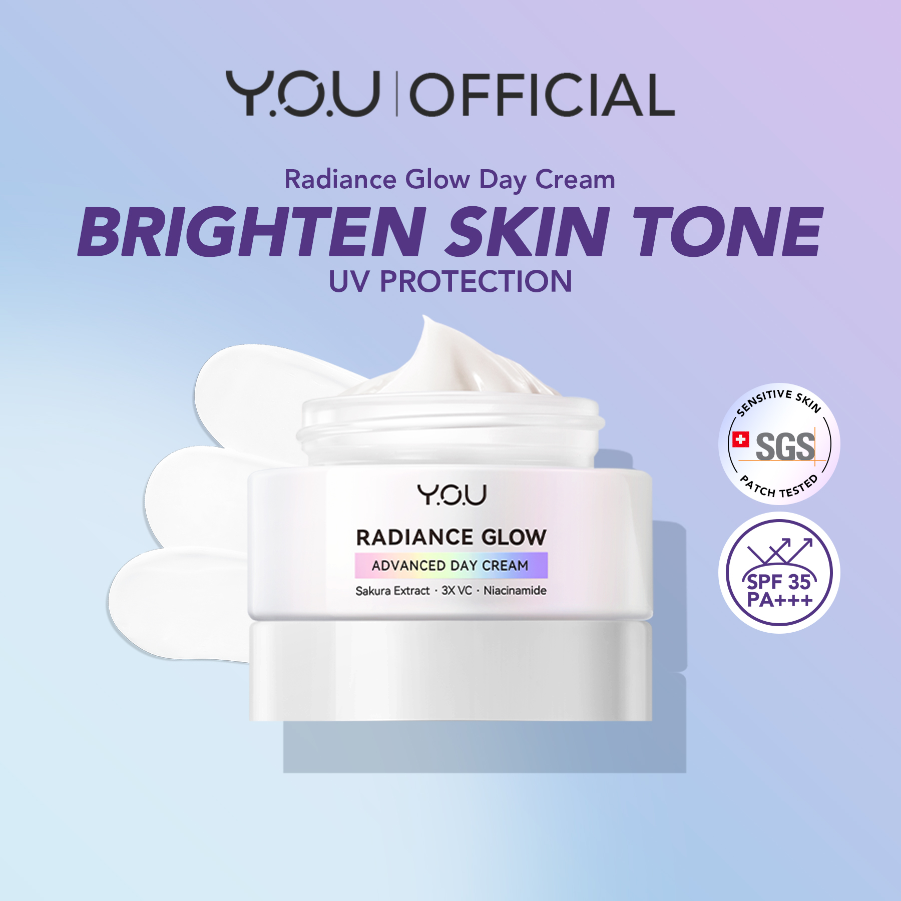 Y.O.U Radiance Glow Advanced Day Cream | SPF 35 PA+++ | Improve Skin Tone | UV Defense 30g ...