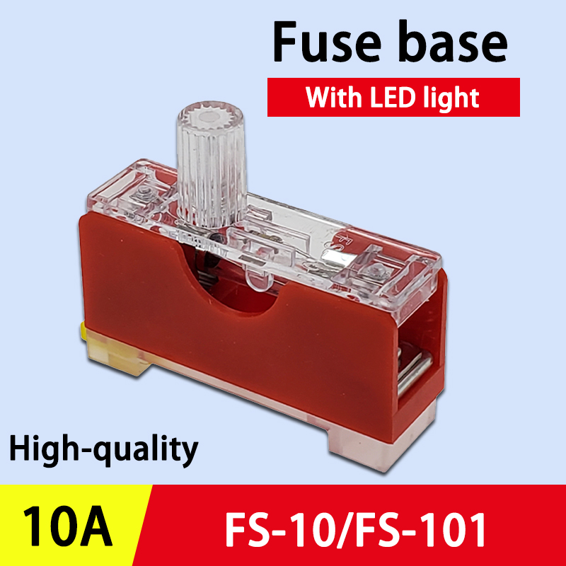 Fuse base with indicator light led FS-10 FS-101 DIN rail mount pole 6X30mm fuse holder fuse fuse ...
