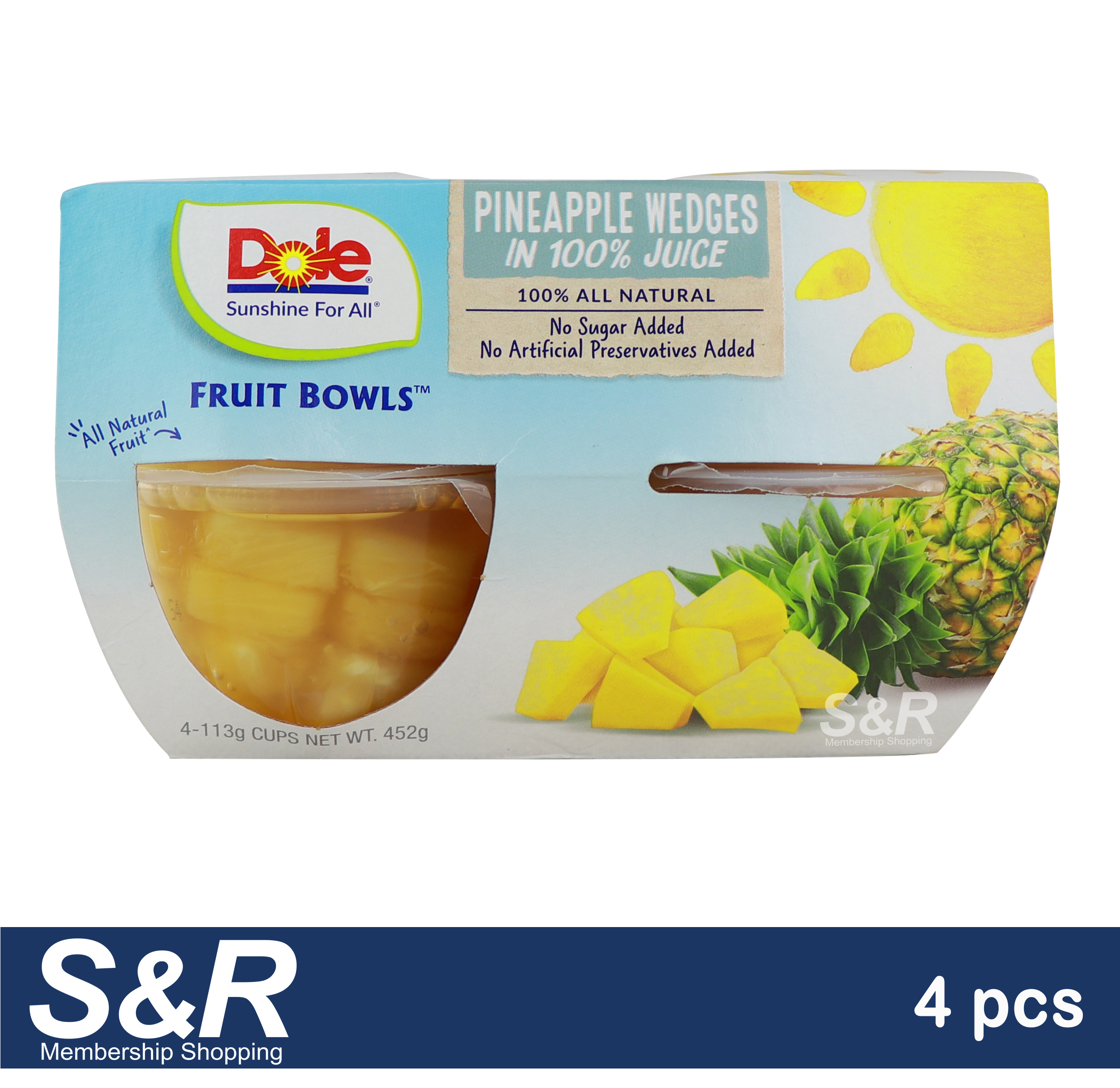Dole Fruit Bowls Pineapple Wedges in Light Syrup 4pcs Exp: Oct 17, 2024 ...