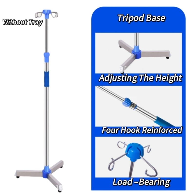 4 Hooks IV Stand Stainless Steel Infusion Stand Drip Stand Adjustable ...