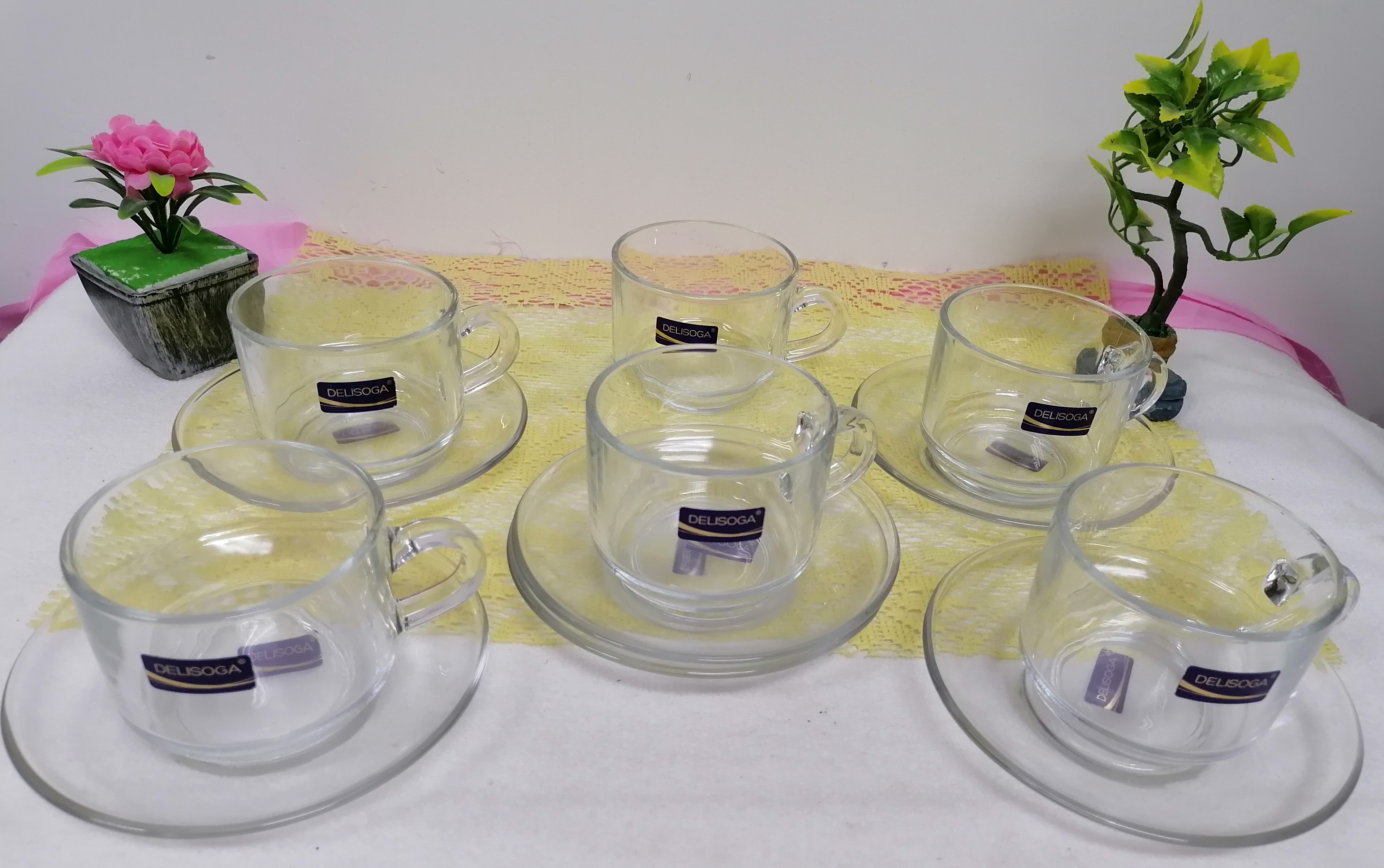 DELISOGA Clear Glassware Reusable Espresso Glass Coffee Cup 6pcs with ...