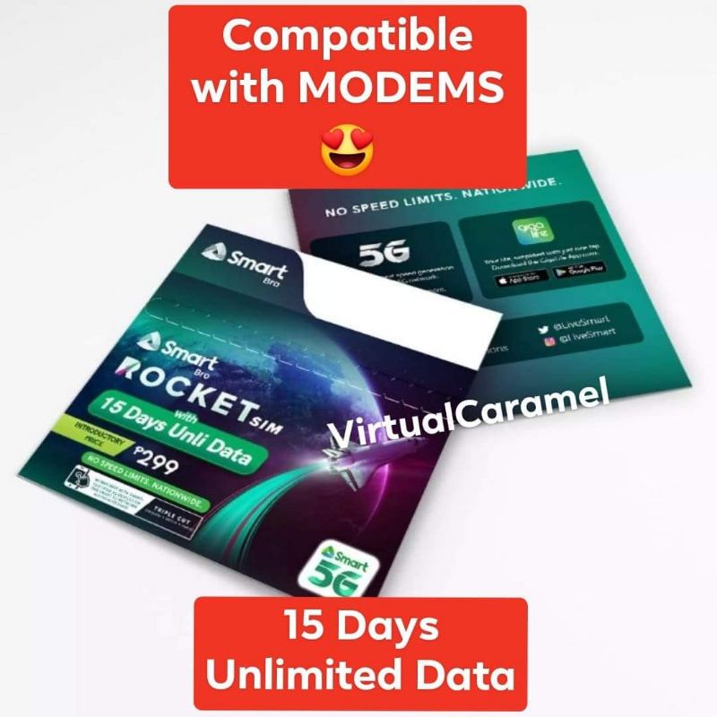 popular Smart Bro Rocket SIM 15 Days Unli Data Rocket SIM 299 | Lazada PH