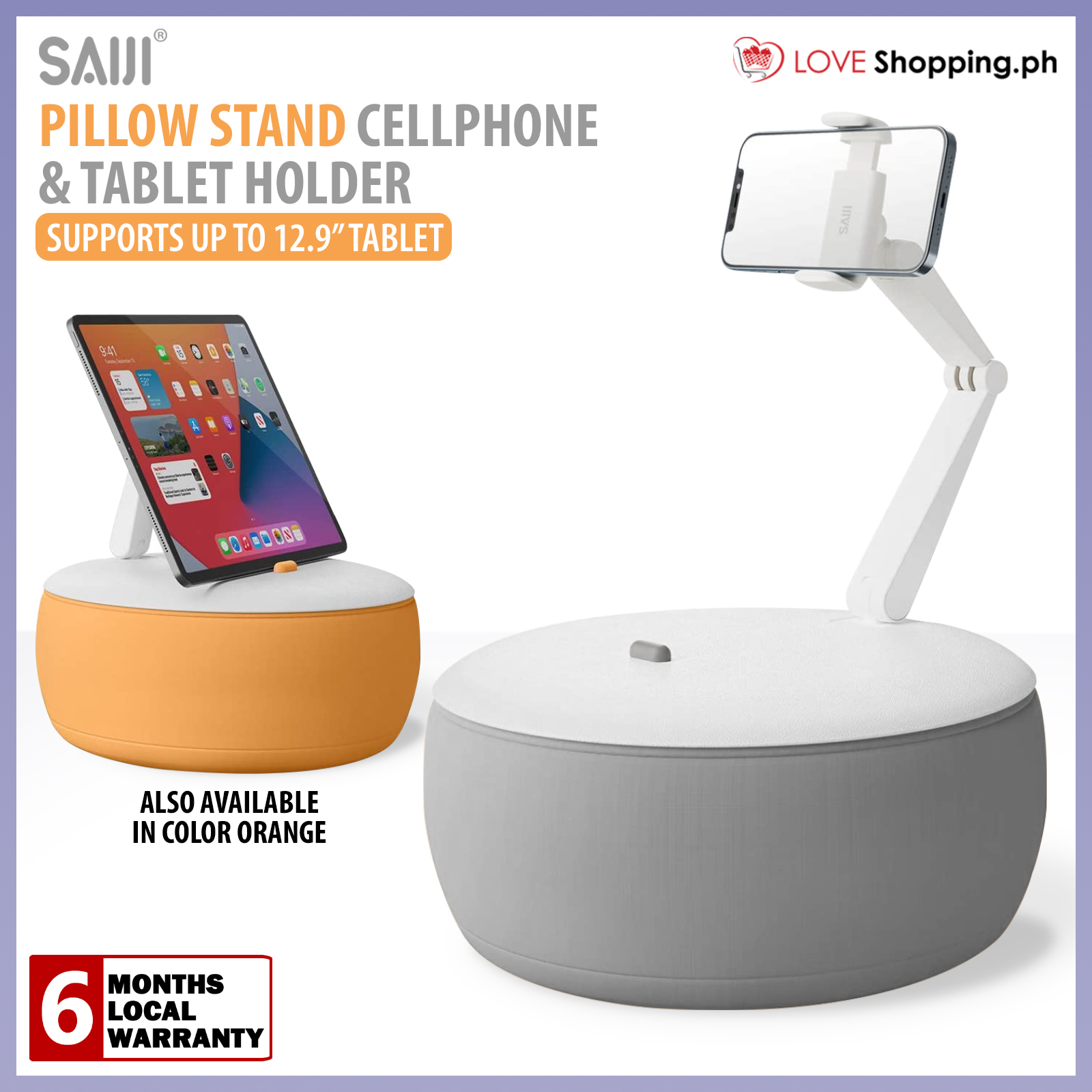 SAIJI Pillow Cellphone Stand and Tablet Holder Adjustable Height ...