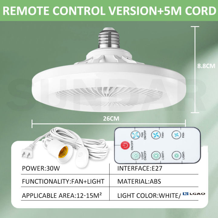 Fan Light remote control multi-function ceiling fan 3 colors light ...