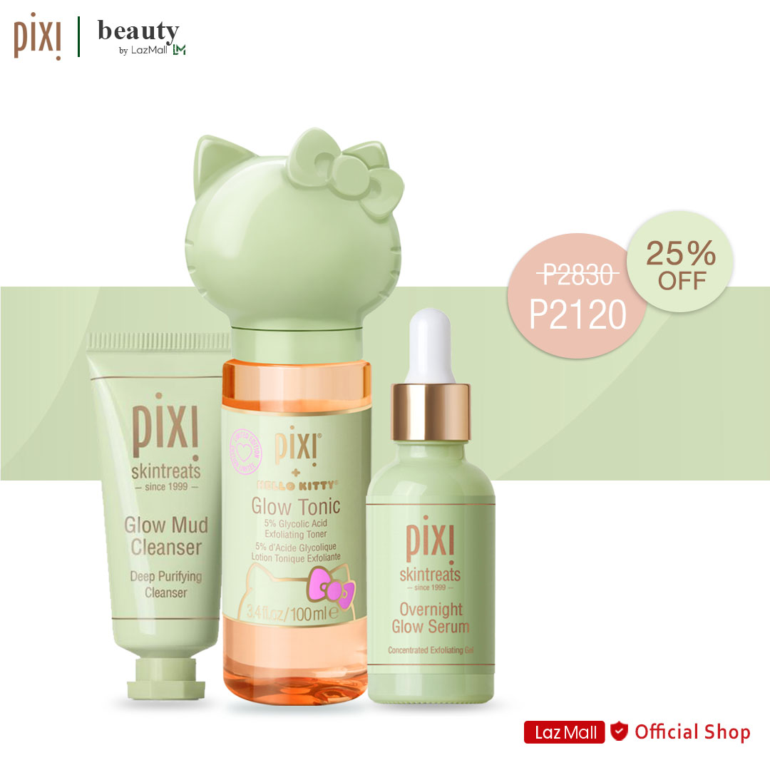 Pixi Hello Kitty Glow Tonic 100ml + Overnight Glow Serum 30ml + Glow ...