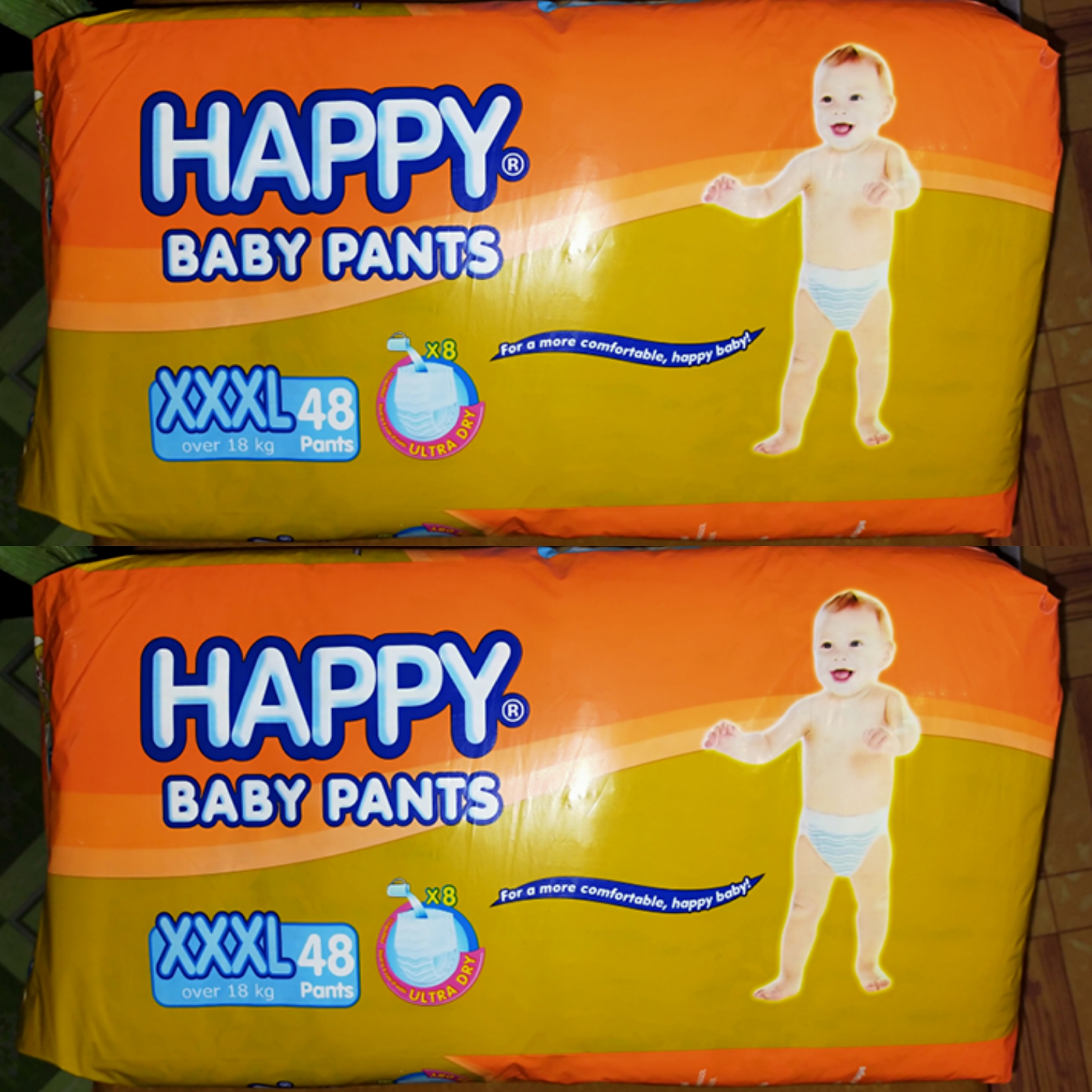 HAPPY Diaper Pants size XXXL Triple Extra Large 48 's X 2 pack (96 ...