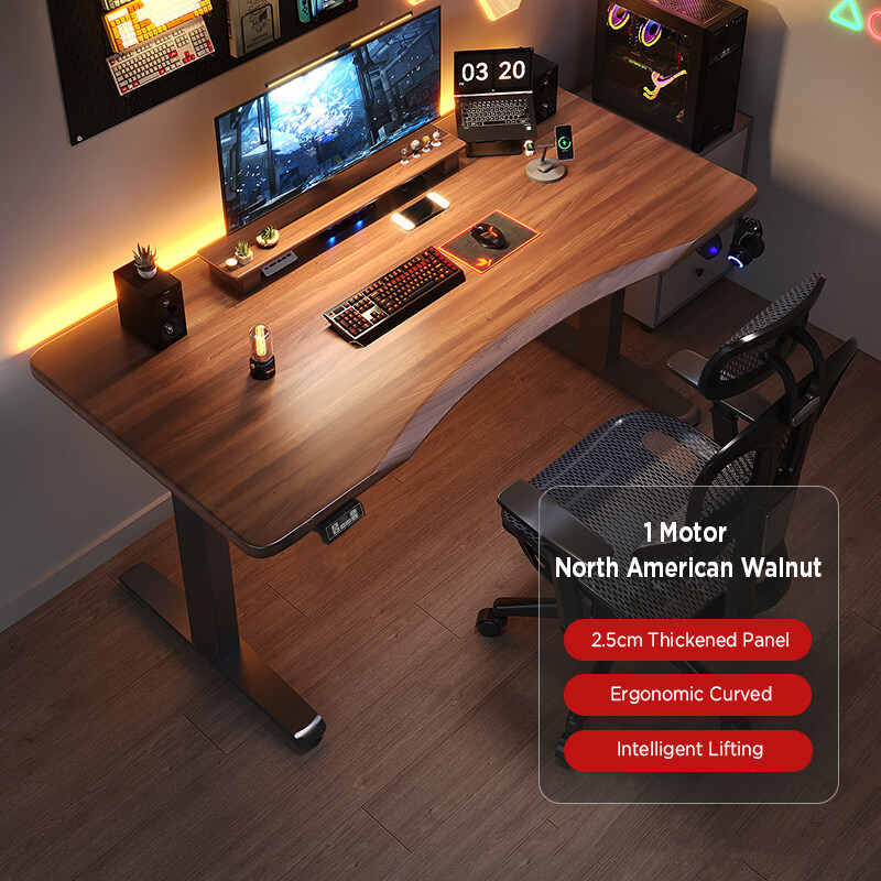 GASMBUY Ergonomic Table Curve Electric Standing Computer Table ...