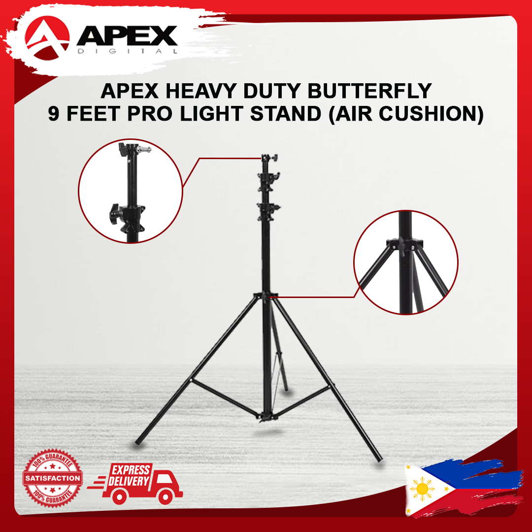 Apex 9ft Heavy Duty Butterfly Pro Light Stand (Air Cushion) | Lazada PH