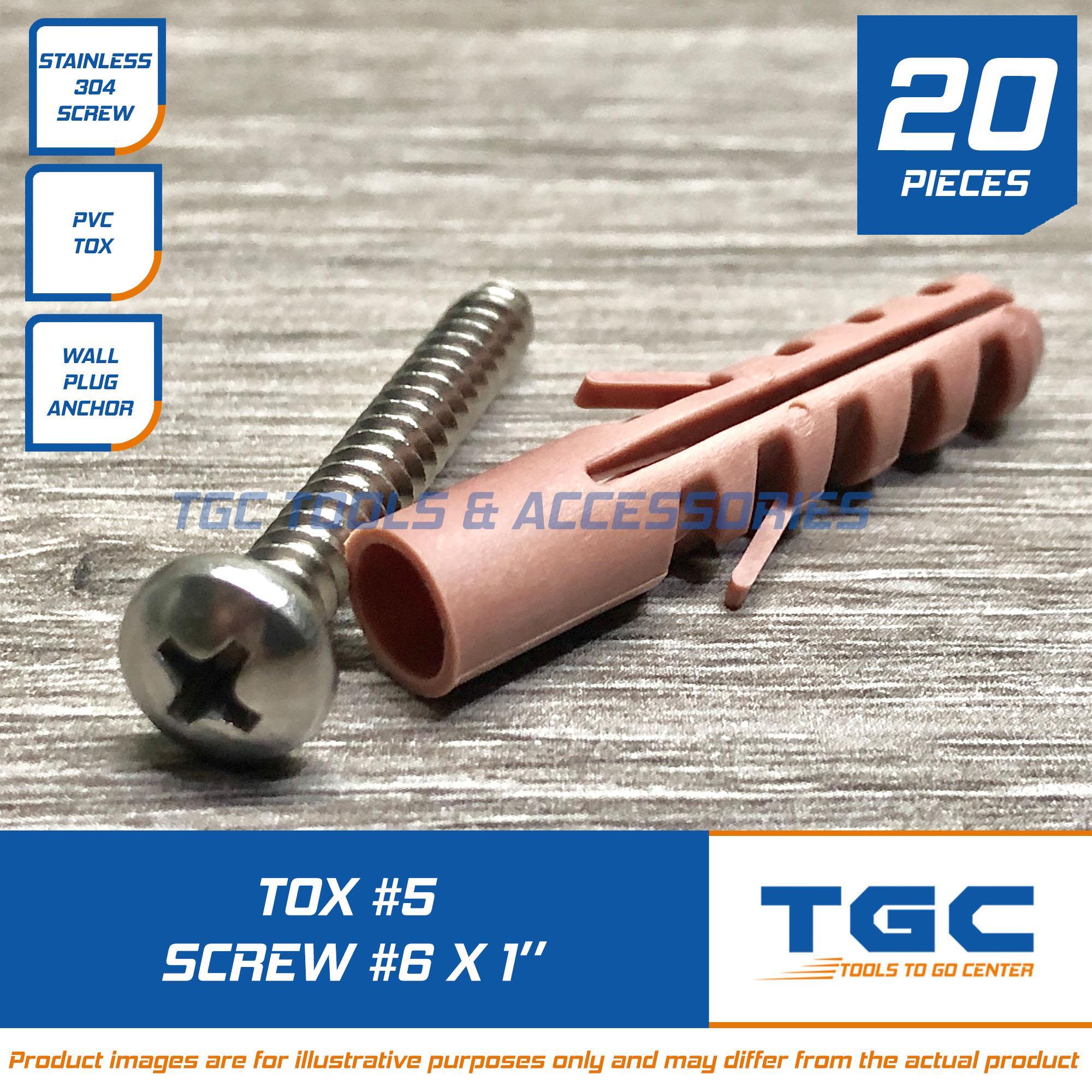 20PCS Tox 5 with Stainless Screw 6 x 1 inch for Wall Plug Anchor TGC ...