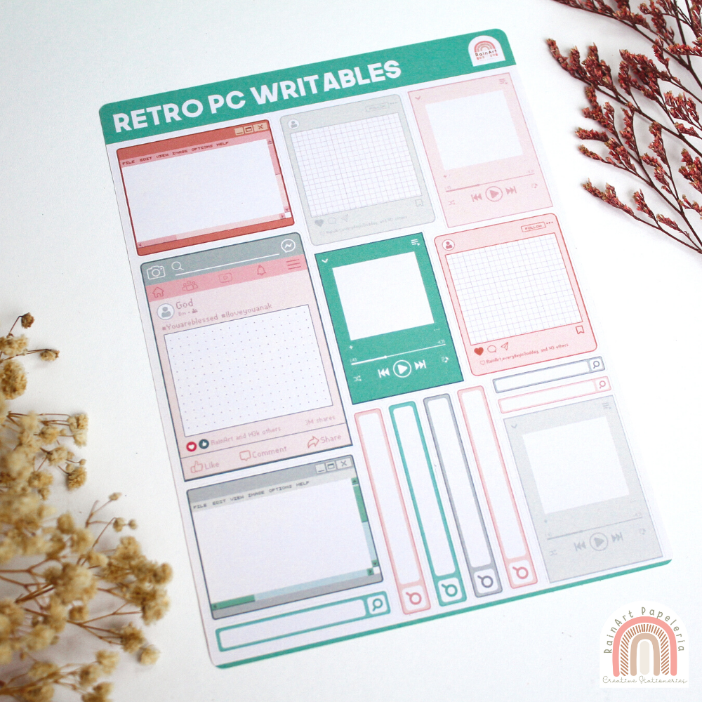 Retro-PC Writable Sticker Sheet | Journal Sticker | Planner Sticker ...