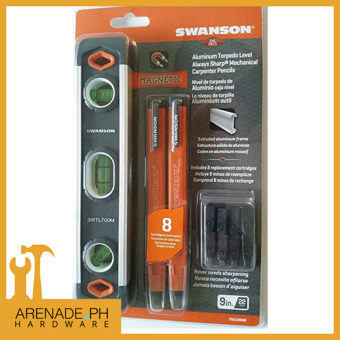 Swanson Tool 9-inch Torpedo Level With Two Pencil and 8 Replacement ...