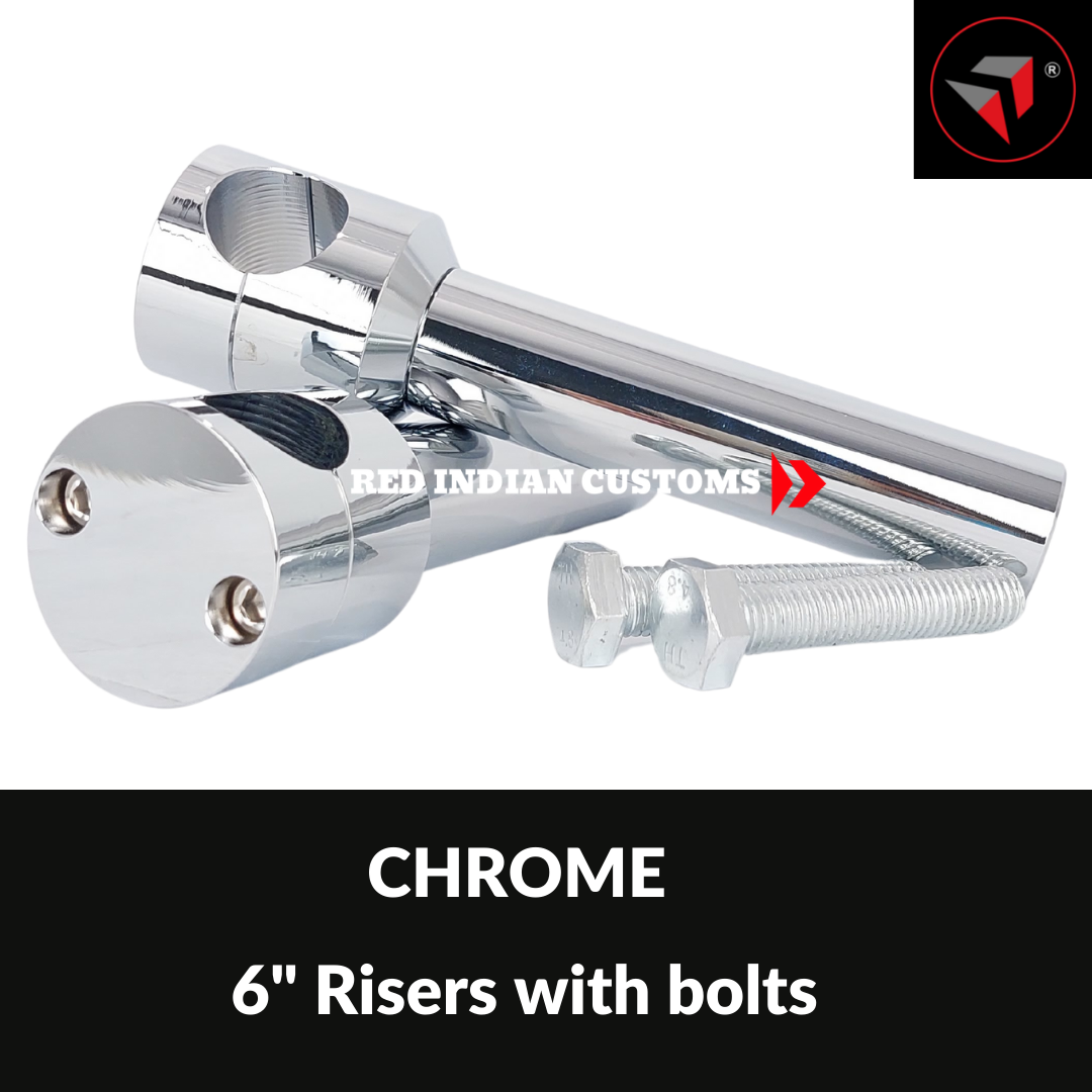 Motorcycle Handlebar 6 Inch Riser 25mm / 1 inch Black/Chrome Aluminum ...
