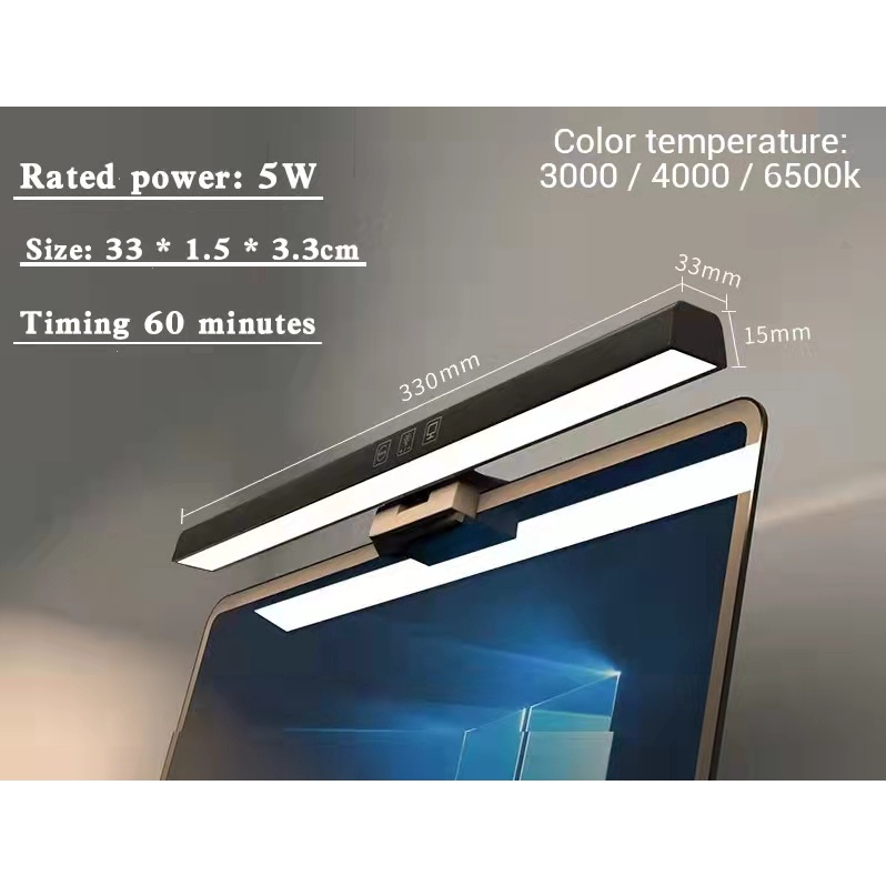 Light Desk Lamp Computer Laptop Screen Hanging Light Table Lamp For LCD ...