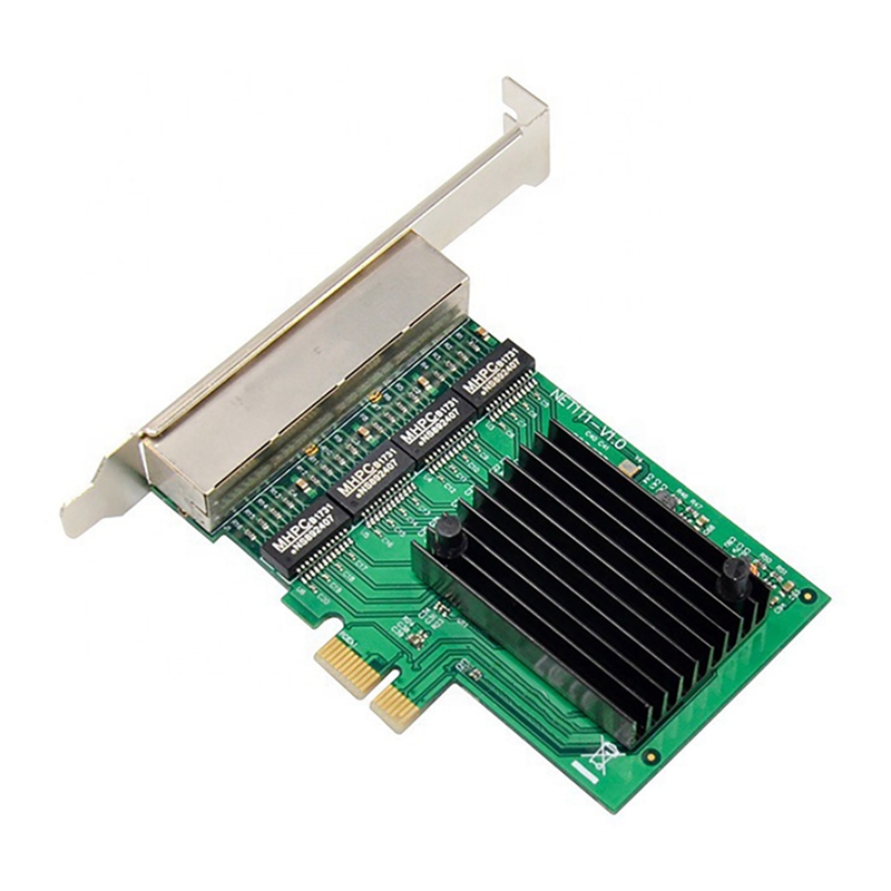 2X PCIE Network Card PCI-E X1 4 Port Gigabit Ethernet Server Network ...