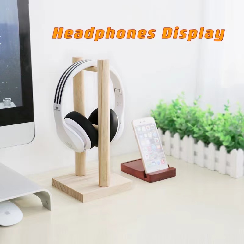Solid Wood Headphone Bracket Creative Internet Cafe Wooden Earphone ...