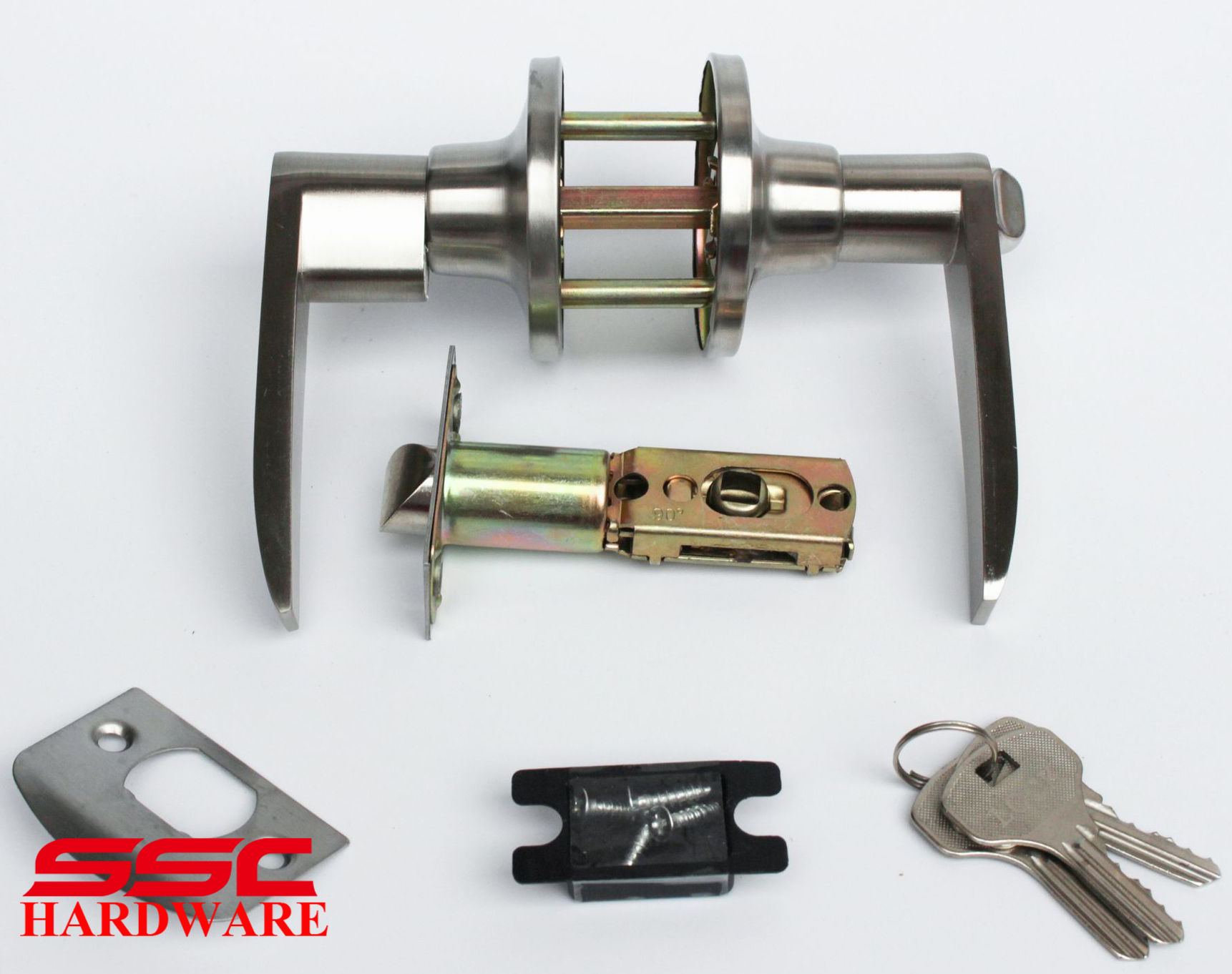 Black Door knob Lever Type Stainless Steel Lock set Door Knob w/ 3 big ...