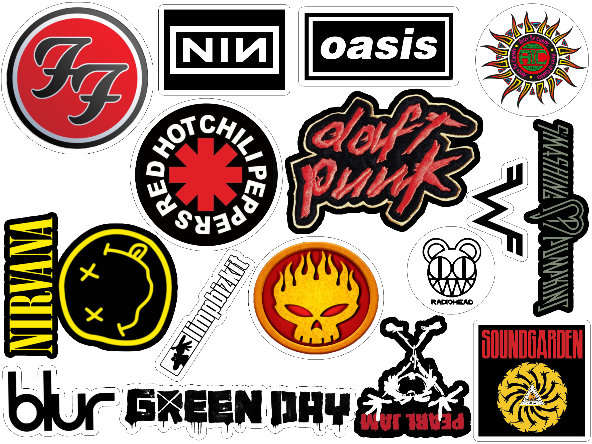 90 s Rock Bands Logos Vinyl Sticker Pack Vintage Stickers For Phones