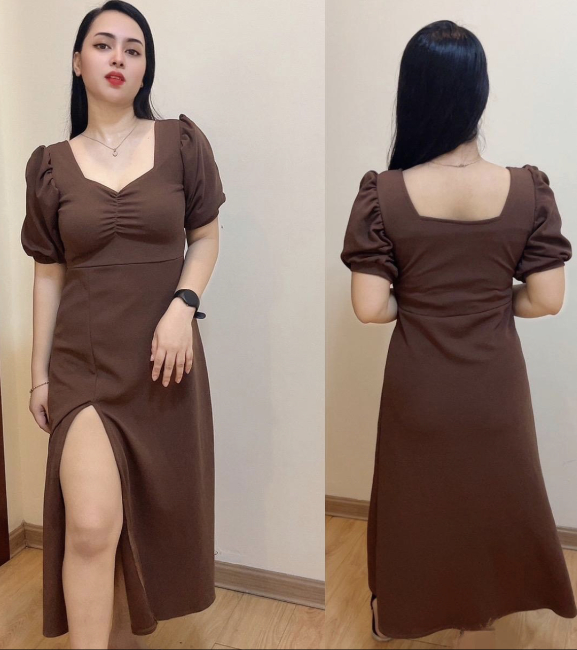 BEST SELLER BIANCA PUFF SLEEVES SLIT MIDI DRESS (BEST SELLER DRESS ...
