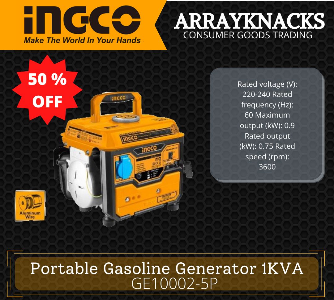 INGCO Portable Gasoline Generator 1KVA (GE10002-5P) | POWER TOOLS ...