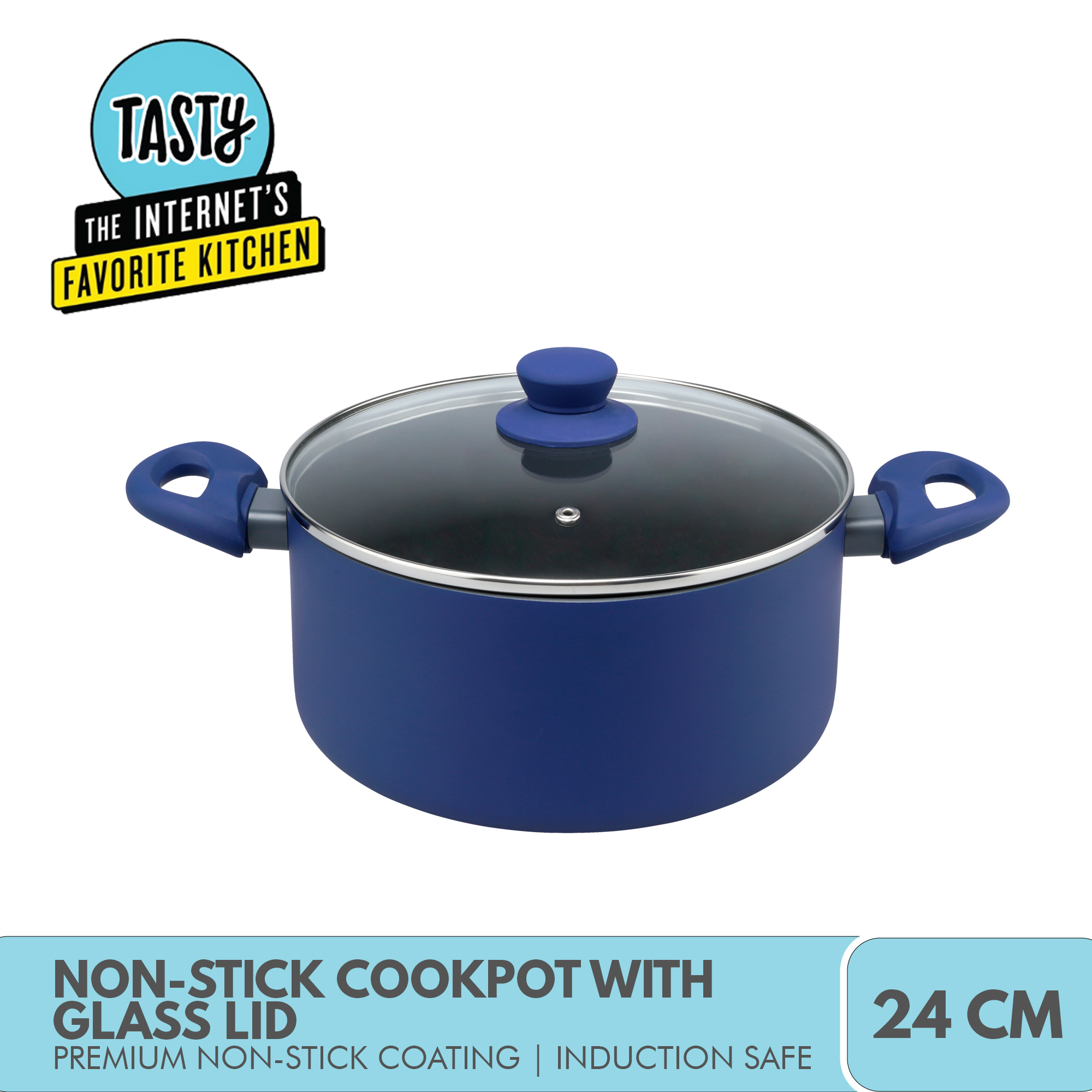Tasty Non-Stick Cookpot w/ Glass Lid 24cm | Induction Safe | T-678558 ...