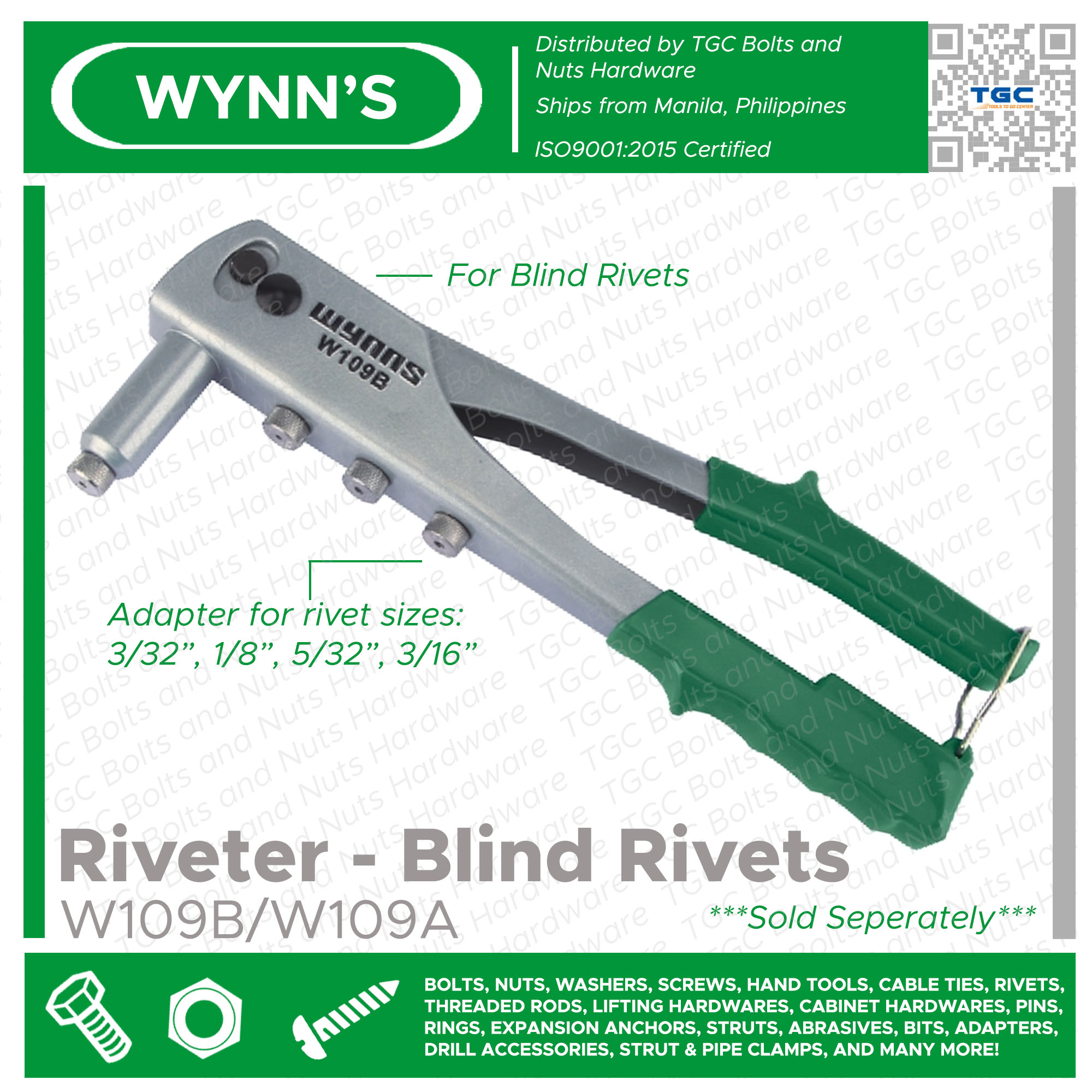 Wynns Hand Riveter or Heavy Duty Hand Riveter for Blind Rivets ...