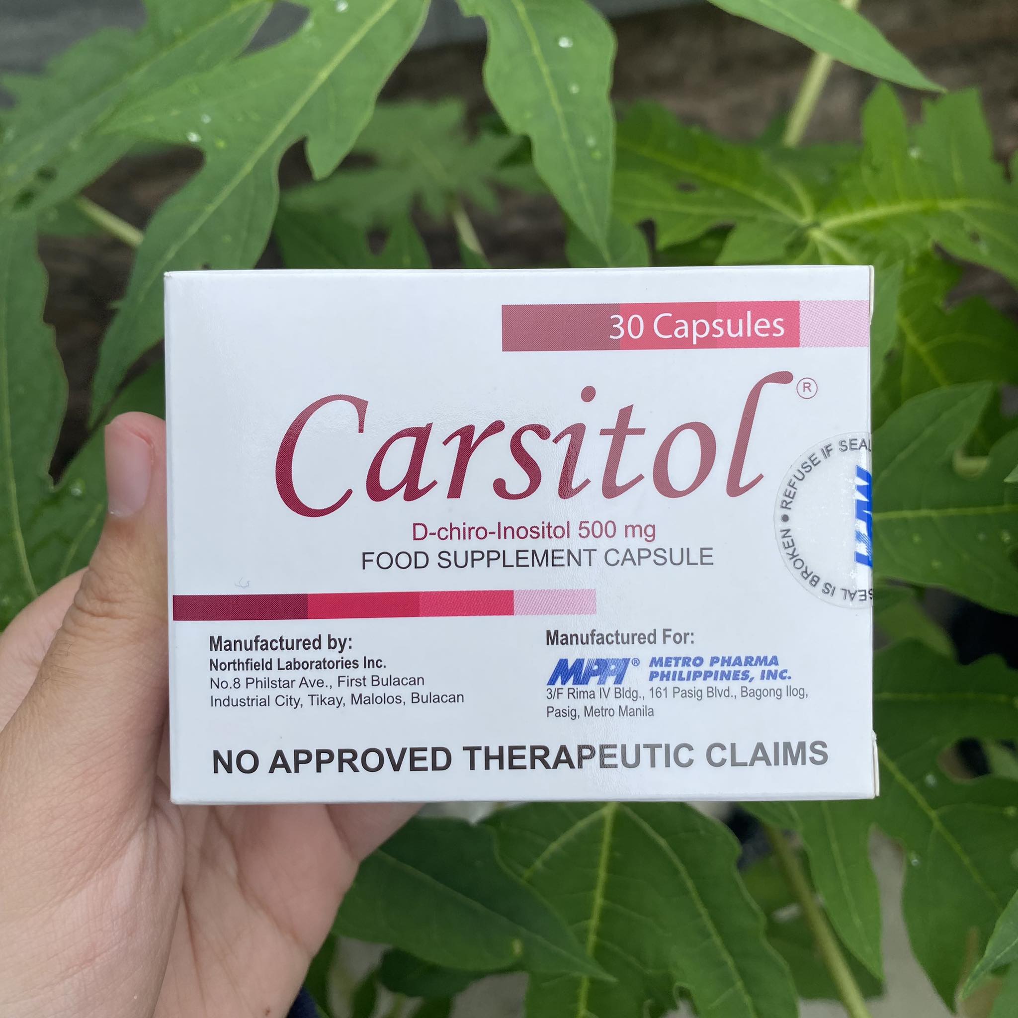 CARSITOL D-chiro-Inositol 500 mg Food Supplement Capsule (30 capsules ...