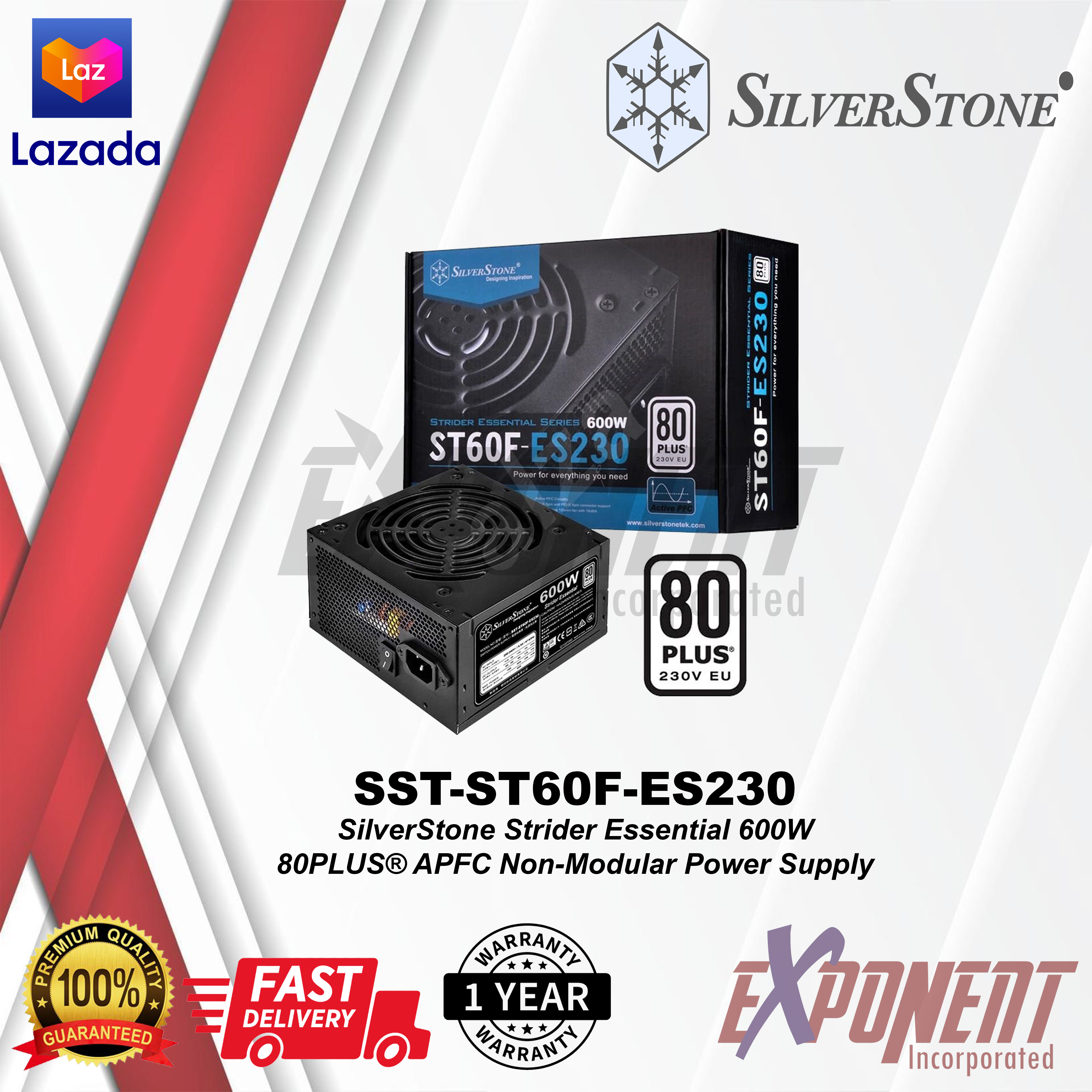 SST-ST60F-ES230 - SilverStone Strider Essential 600W 80PLUS® APFC Non ...
