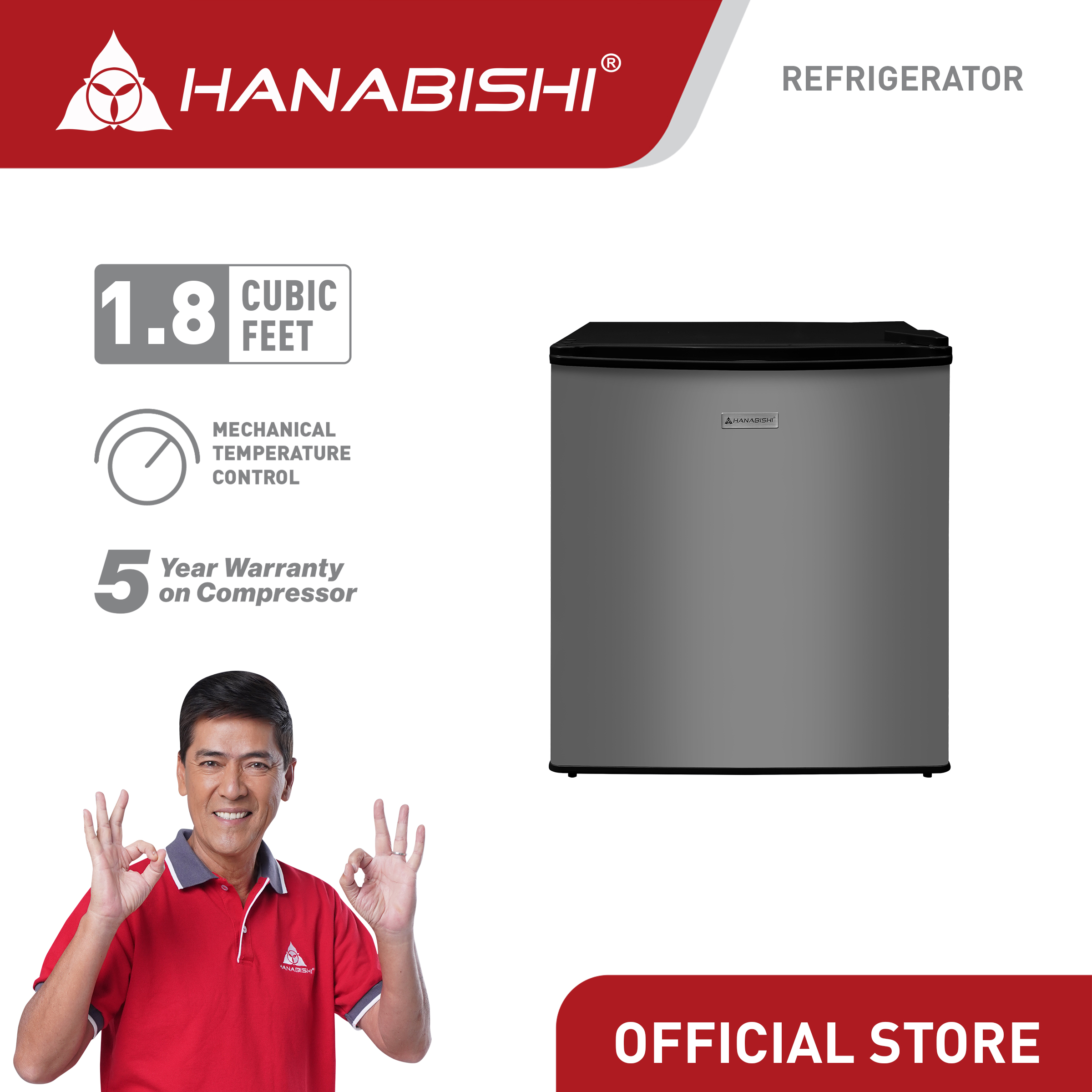 Hanabishi Single Door Refrigerator HASREF18 Personal Mini Refrigerator ...