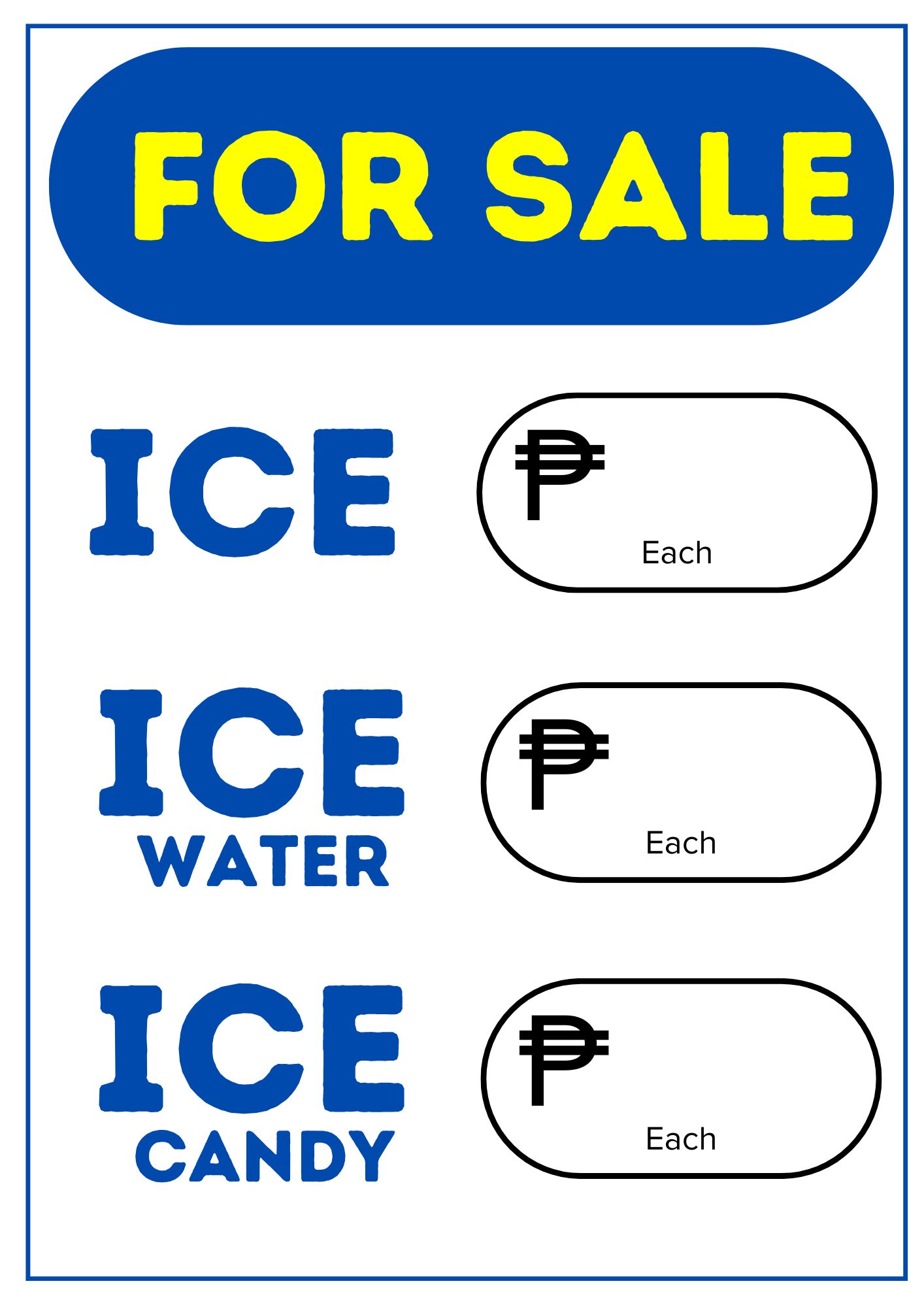 ICE FOR SALE SIGNAGE LAMINATED | Lazada PH