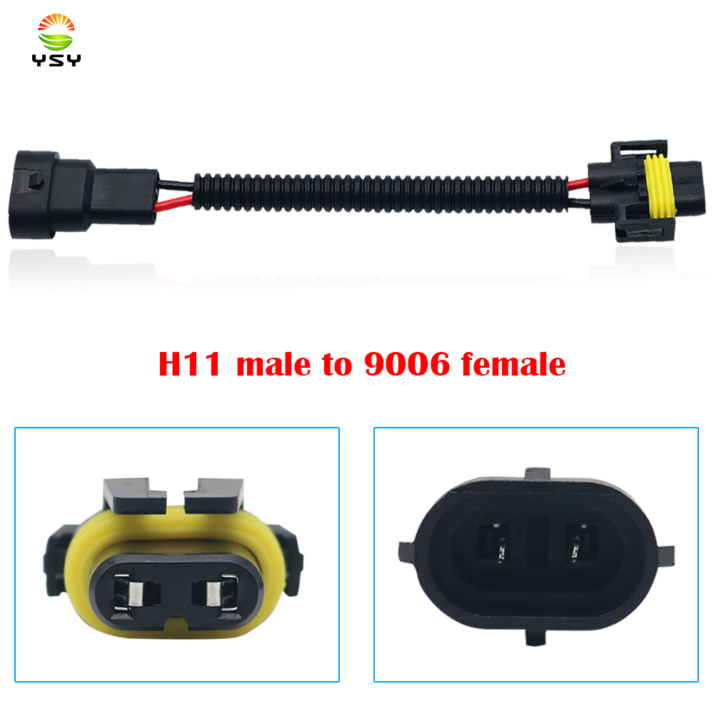 1pcs H11 Male Connector to 9005 HB3 9006 HB4 Female Connectors ...