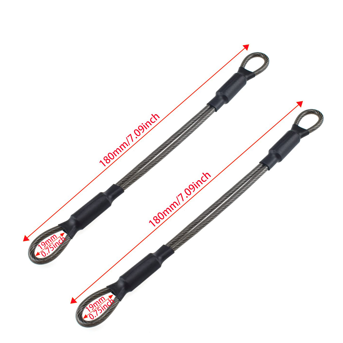 2pcs Flexible Steel Cable Security Wire Rope Double Loop Motorcycle ...