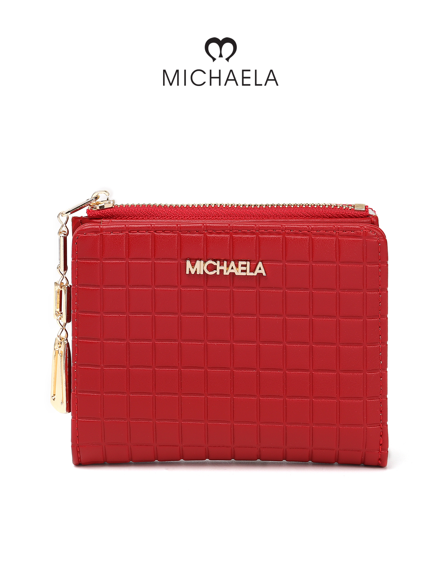 MICHAELA Chocolate Embossed Card Wallet with Thick Square Chain Chic ...
