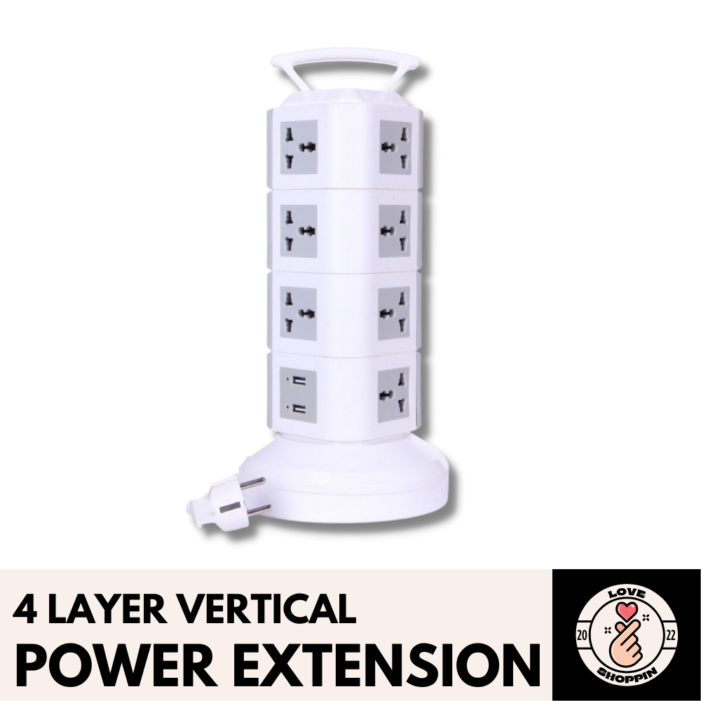 4 Layer Vertical Power Strip Socket Tower Surge Protector 10 AC Outlets ...
