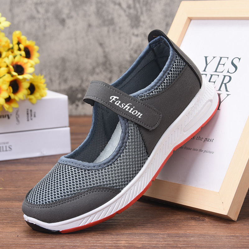 New Korean Breathable Walking Mesh Velcro Wedge shoes For Women Fashion ...