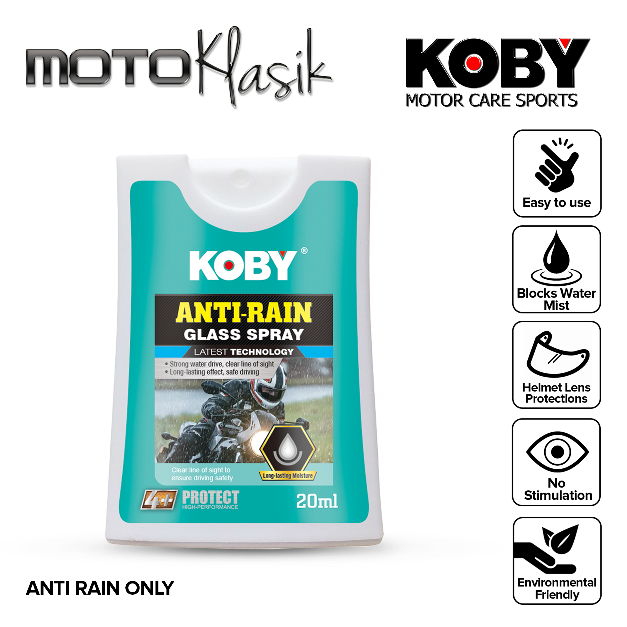 KOBY 2IN1 ANTI FOG AND ANTI RAIN SPRAY TREATMENT 20ML EASY TO CARRY ...