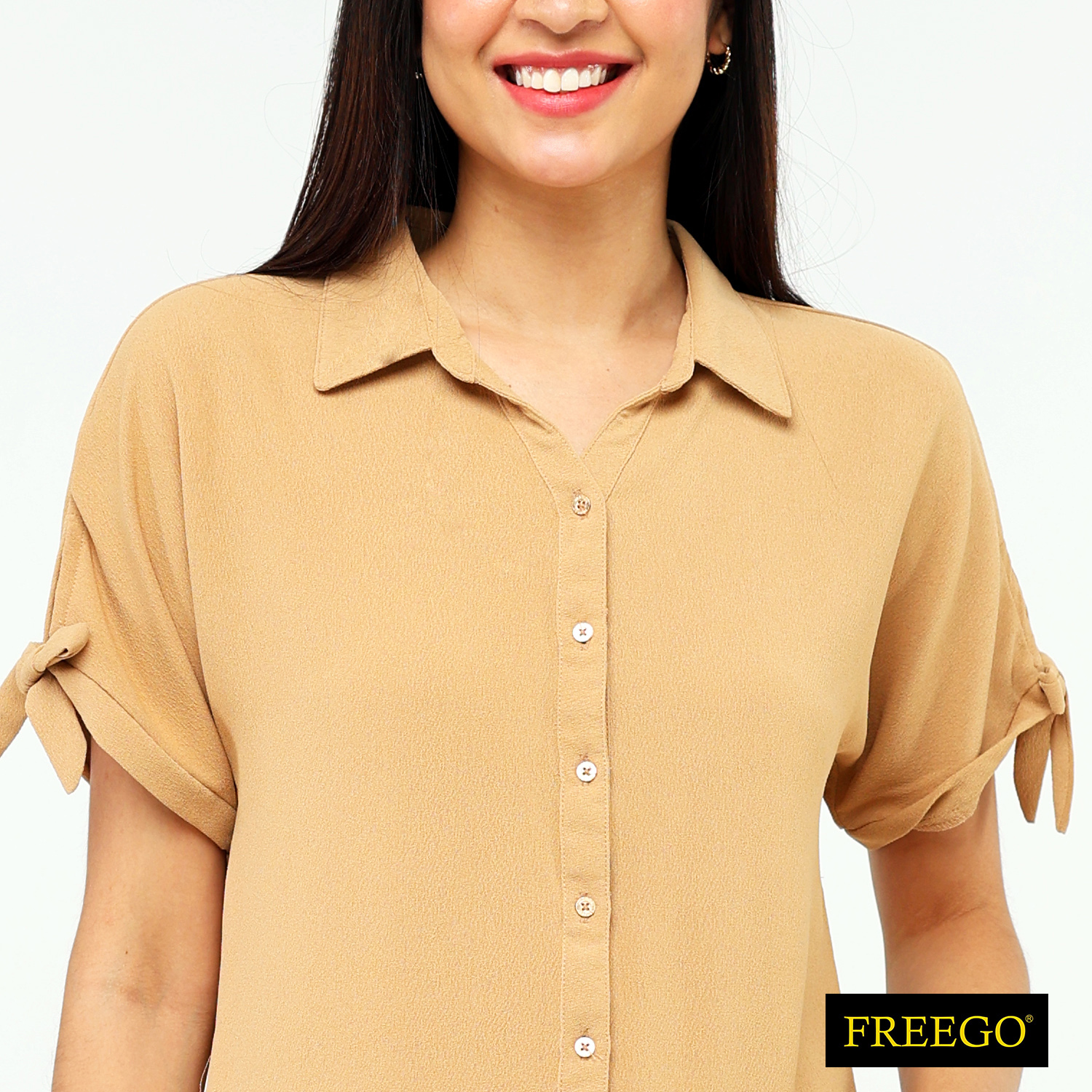 Freego Ladies Woven Plain Crepe 3/4" Blouse AST04-0129 | Lazada PH