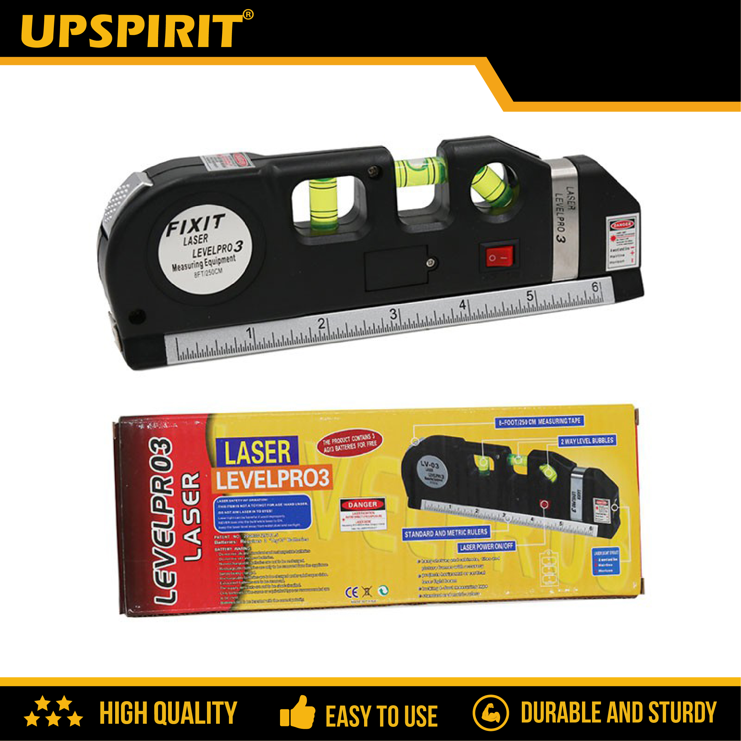 Original Multipurpose Laser Level PR03 laser measure Line 8ft+ Measure Tape Ruler Adjusted ...