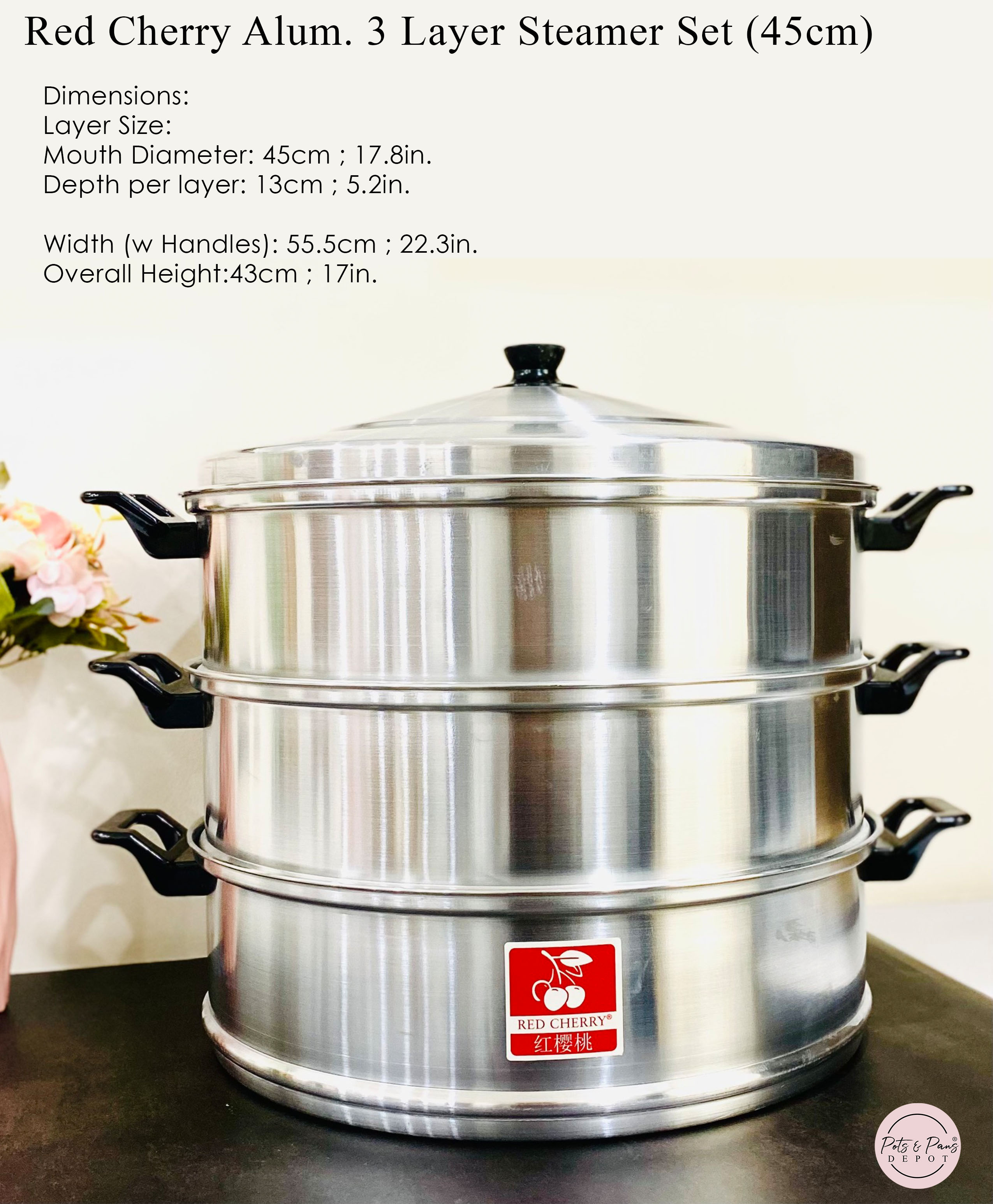 Red Cherry 3 Layer Aluminum Steamer Set | Lazada PH