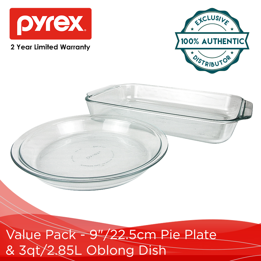 Pyrex Value Pack-23cm Pie Plate and 3qt/2.8L Oblong Dish | Lazada PH