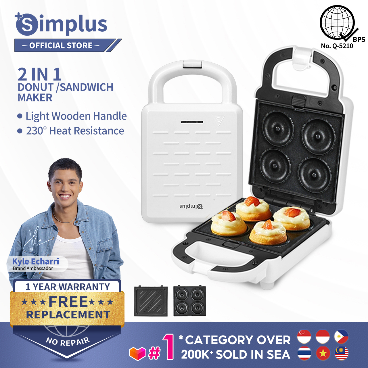 Simplus Sandwich Maker Breakfast Maker Bread Toaster Maker Household ...
