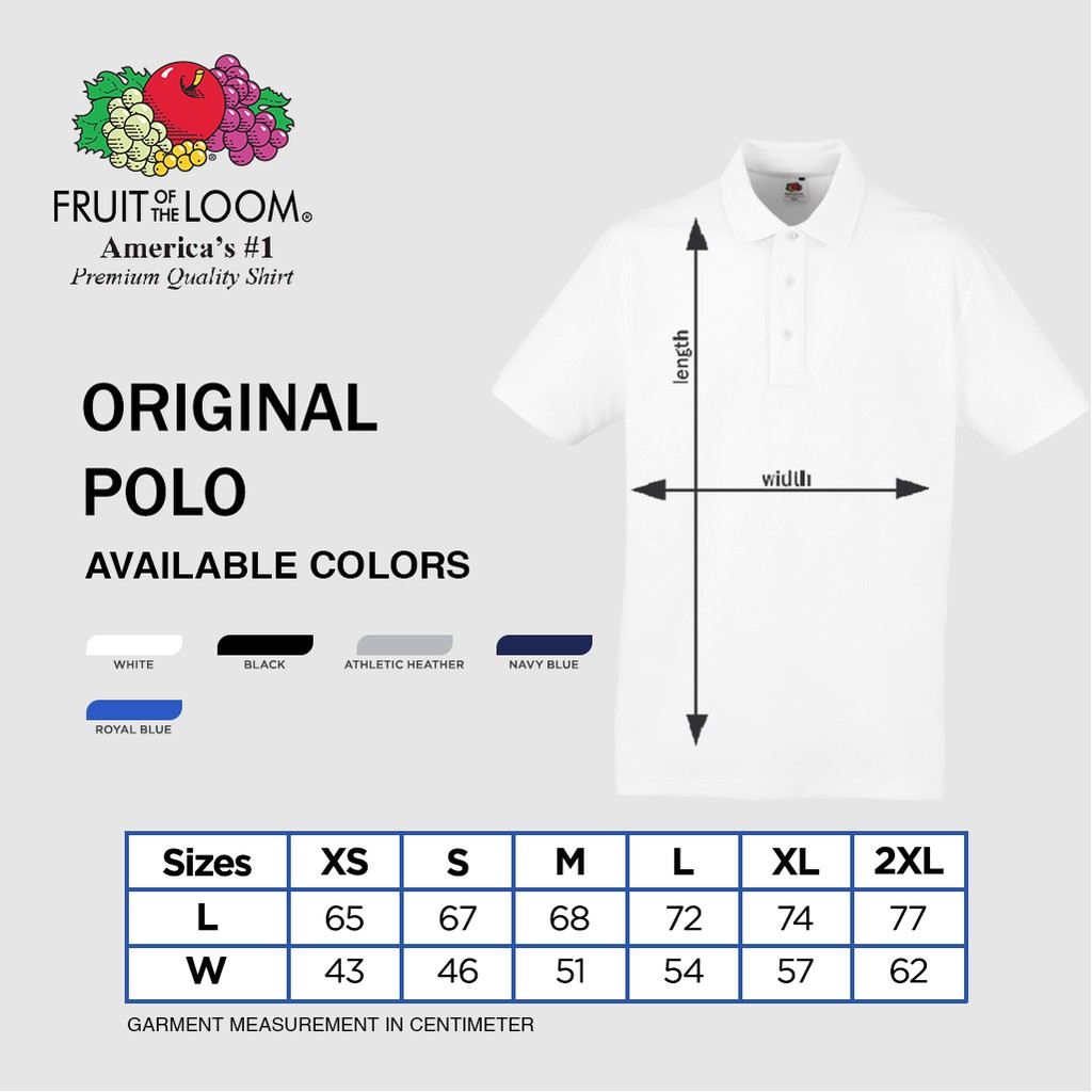 Fruit of the Loom Original Polo Shirt 100% Cotton White | Lazada PH