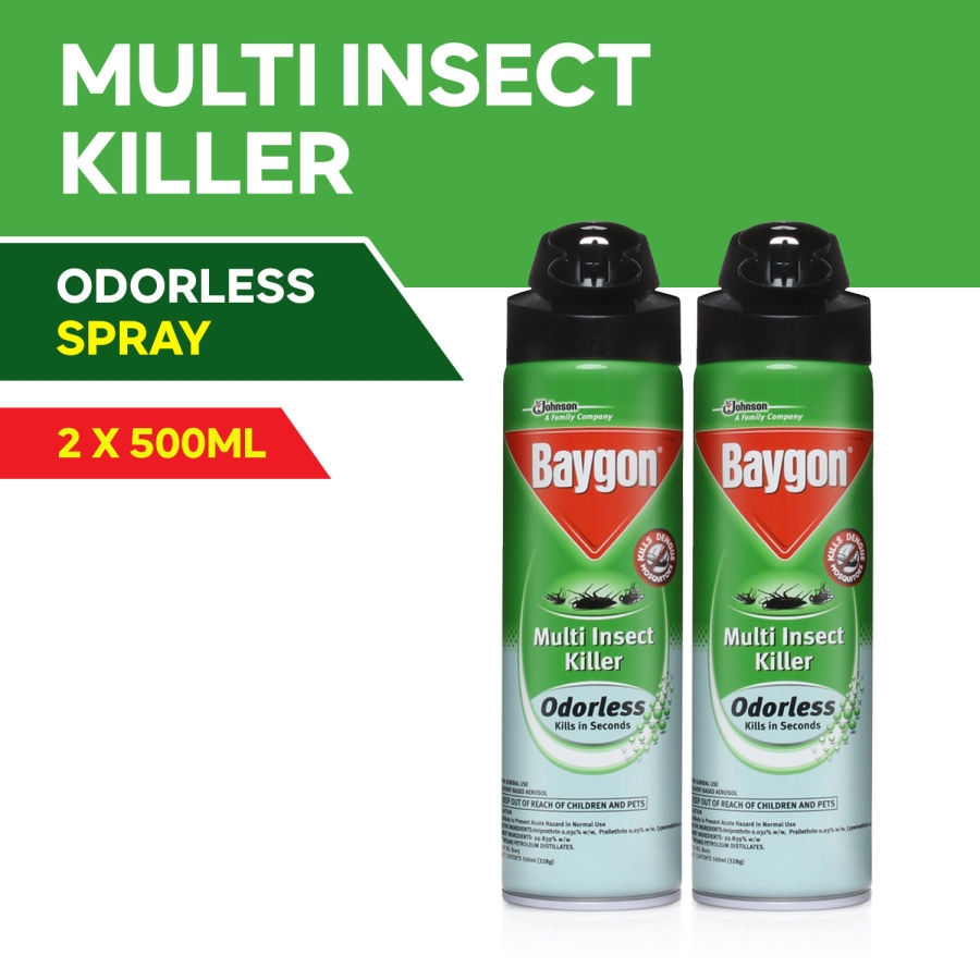 Baygon Multi-Insect Killer Odorless Twin (500ml x 2) | Lazada PH