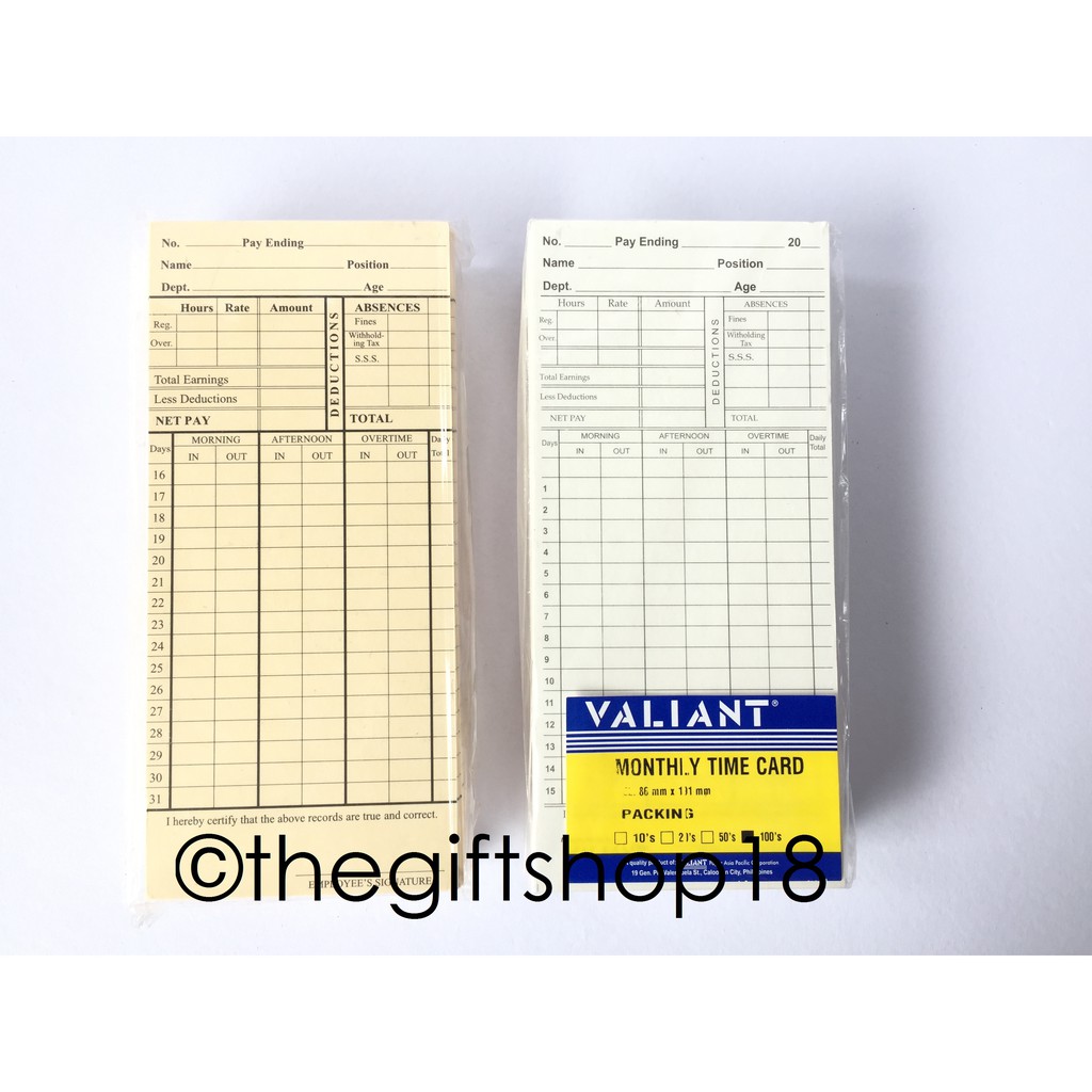 OP- Time Card Amano/Valiant | Lazada PH