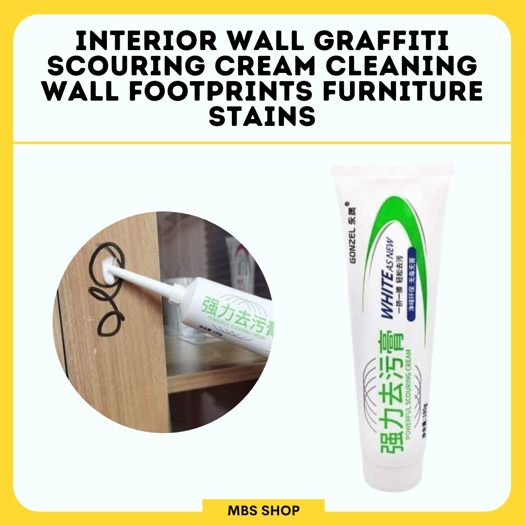Interior wall graffiti scouring cream cleaning wall footprints ...