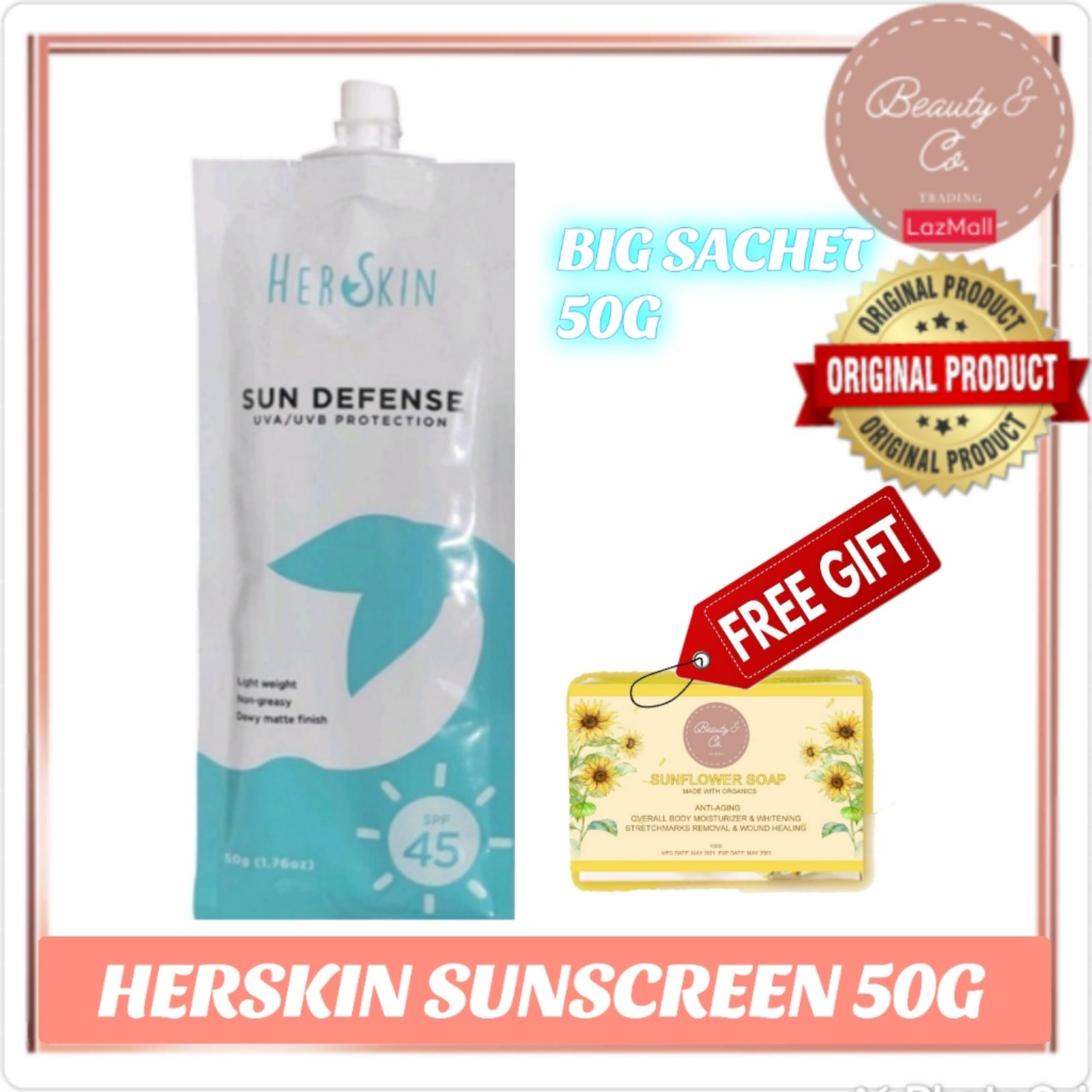 Herskin Sun Defense spf45 Sunscreen 50 grams [FREEBIE SFO SOAP ...