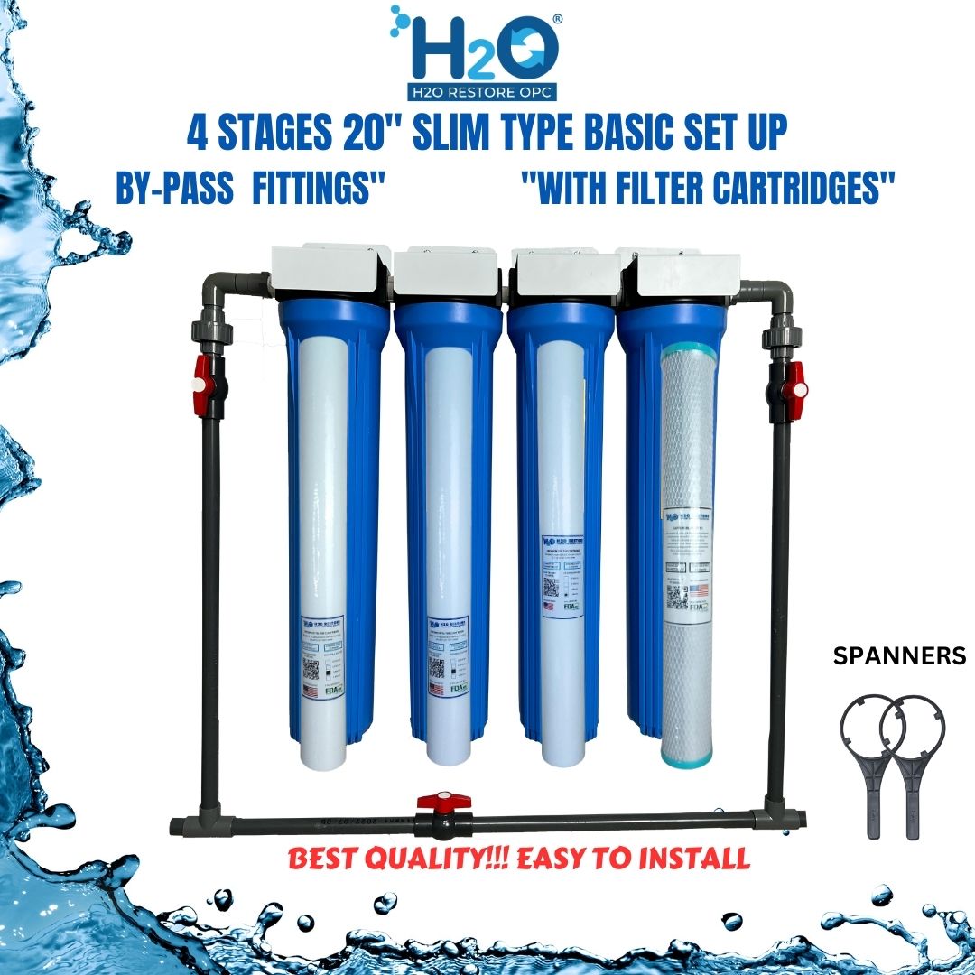 Water Filter 4 Stages 20" Slim Type Basic Set up Ideal for Residential ...