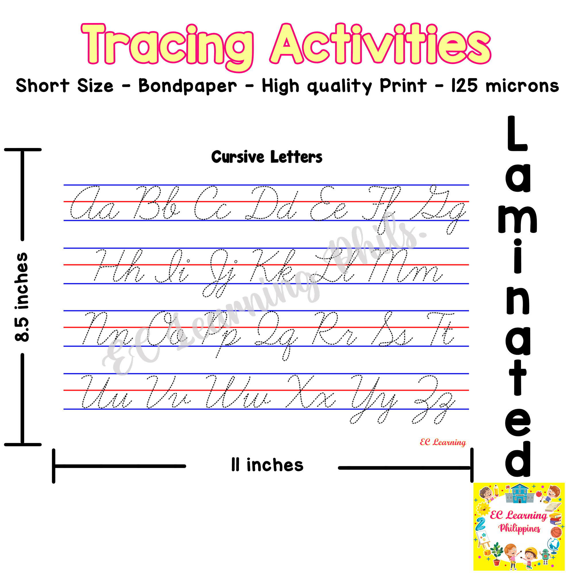 CURSIVE PRACTICE WRITING Laminated Tracing Activity | Lazada PH