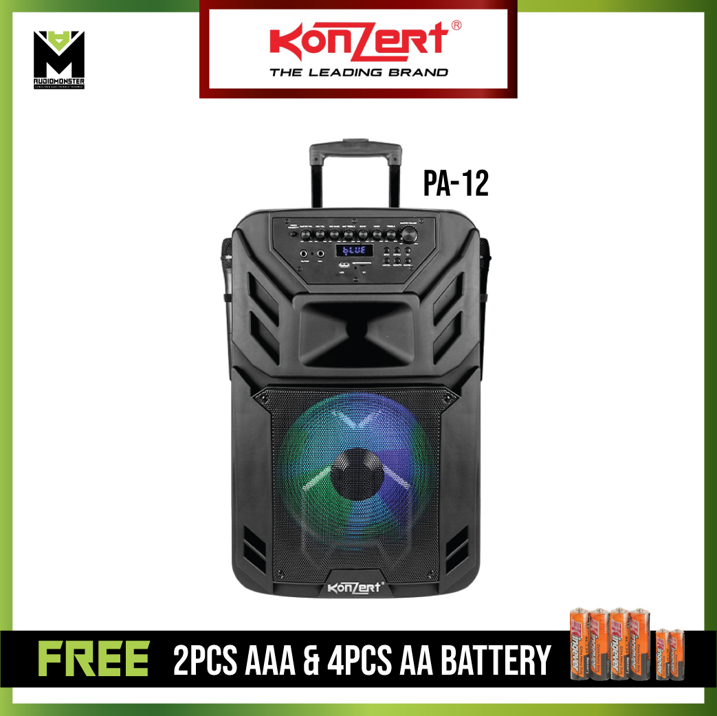 Konzert PA-12 12 inch 400W Portable Trolley Speaker with USB/SD, FM ...