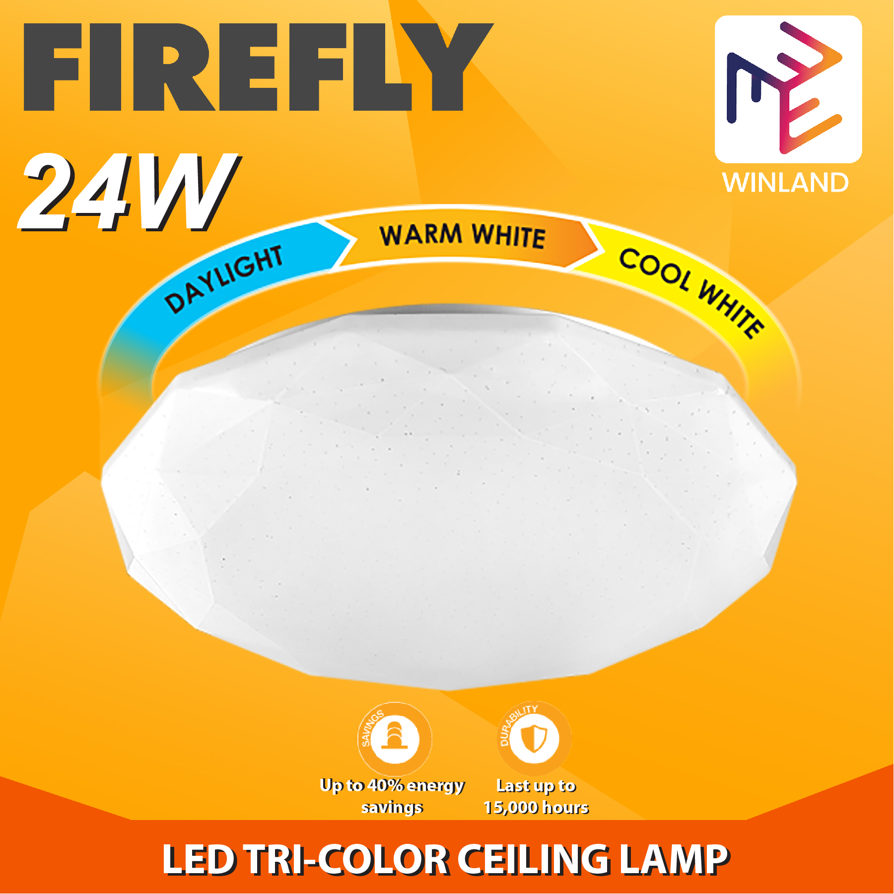 FIREFLY by Winland Tri-Color Crystal Ceiling Lamp Basic Series LED ...