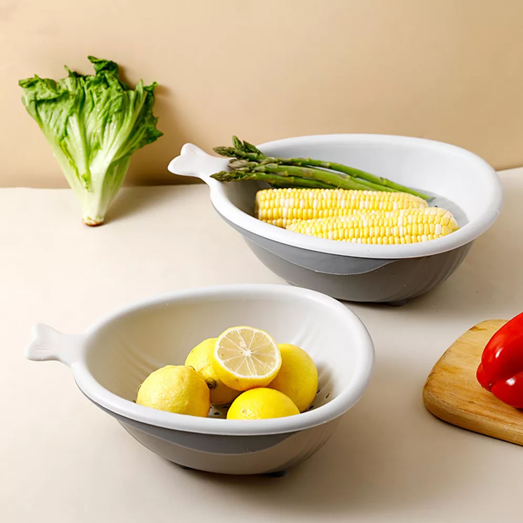 AVINAS 3 in 1 Fish Tail Food Strainer Multifunctional Kitchen Drainer ...